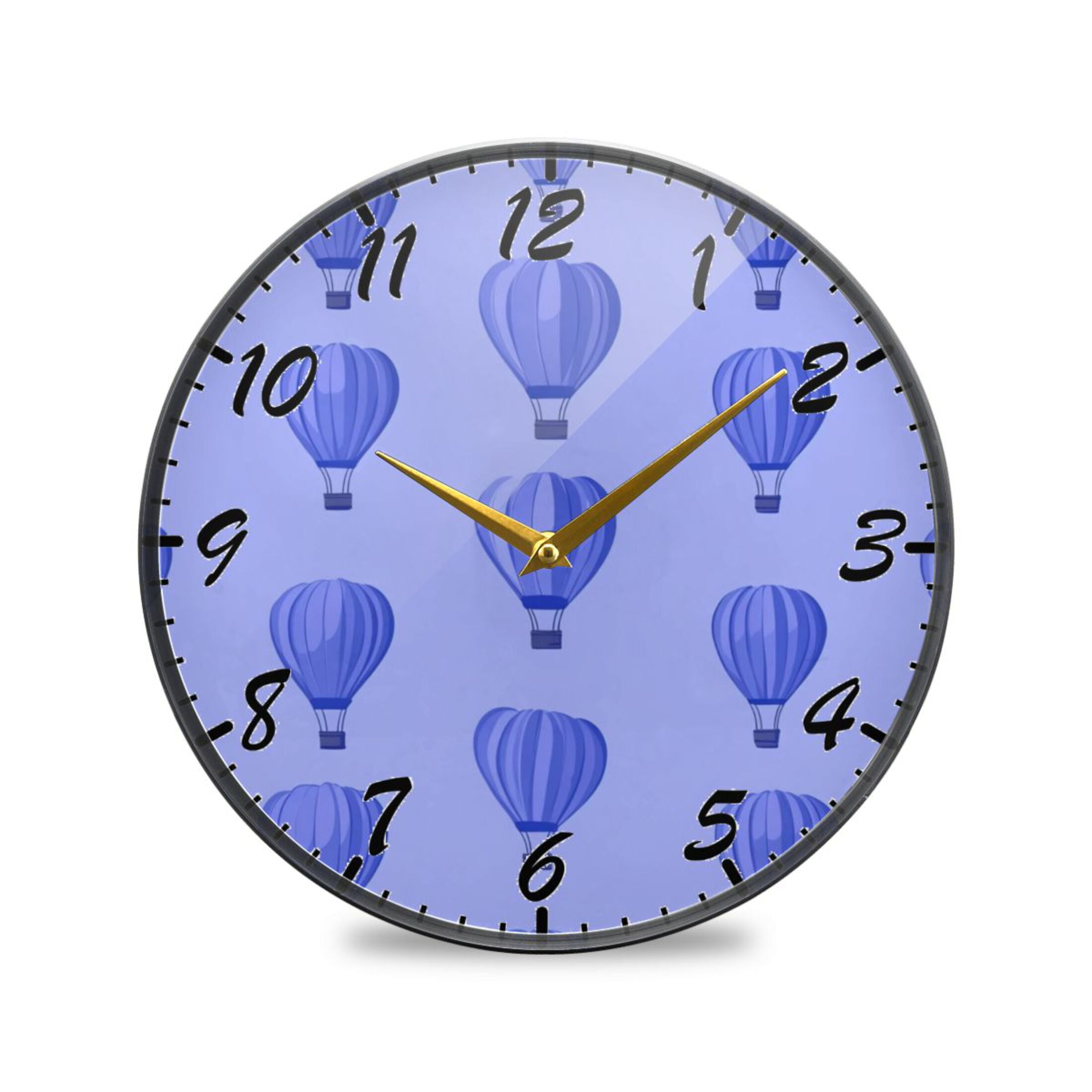 Round Clock Wall Clock Decorative Clock 11.9" Sizes Clock Blue Hot Air ...