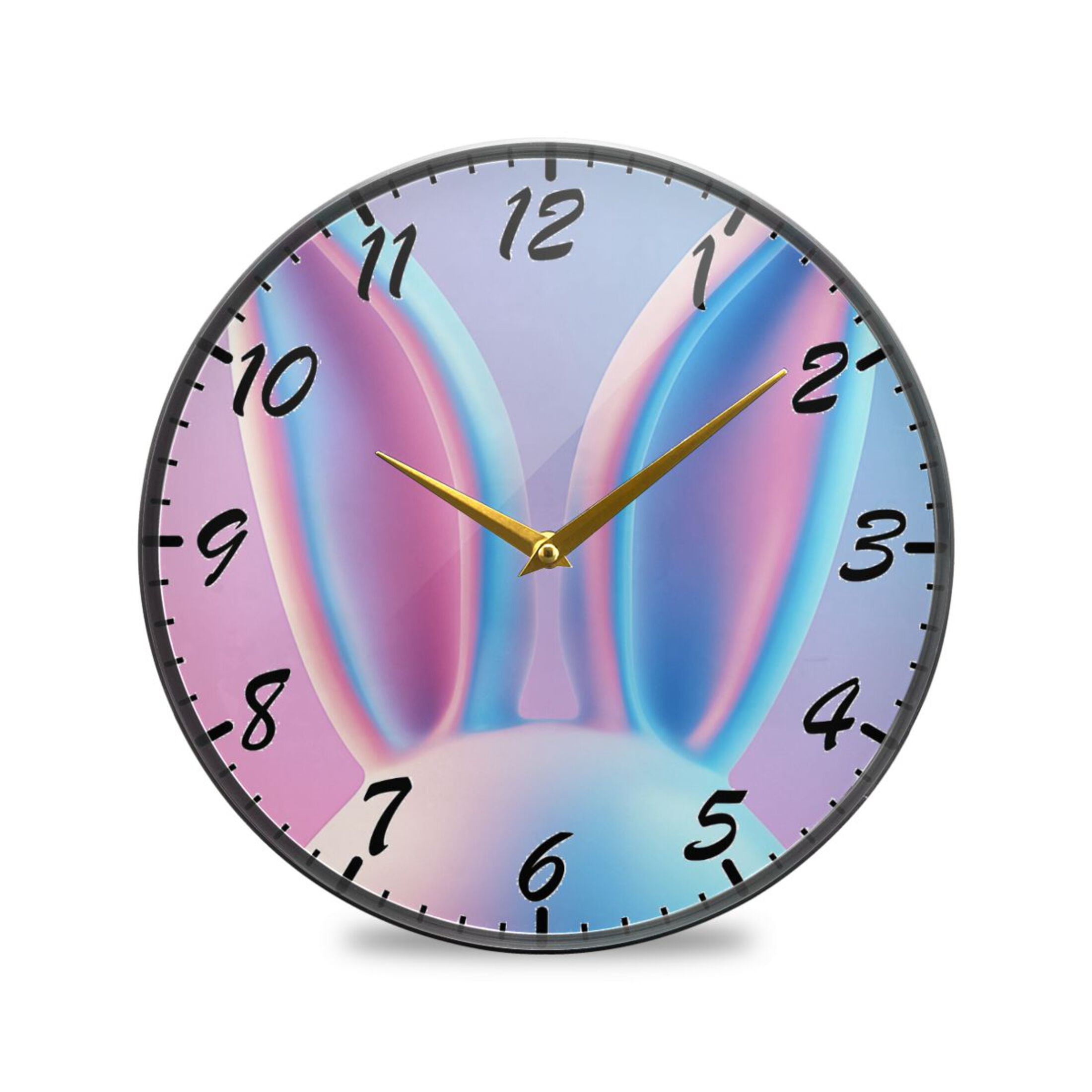 Round Clock Wall Clock Decorative Clock 11.9" Sizes Clock Bunny Ears ...