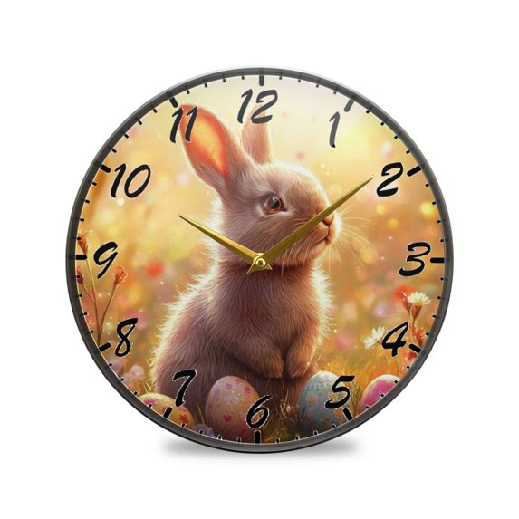 Round Clock Wall Clock Decorative Clock 11.9" Sizes Clock Bunny with ...