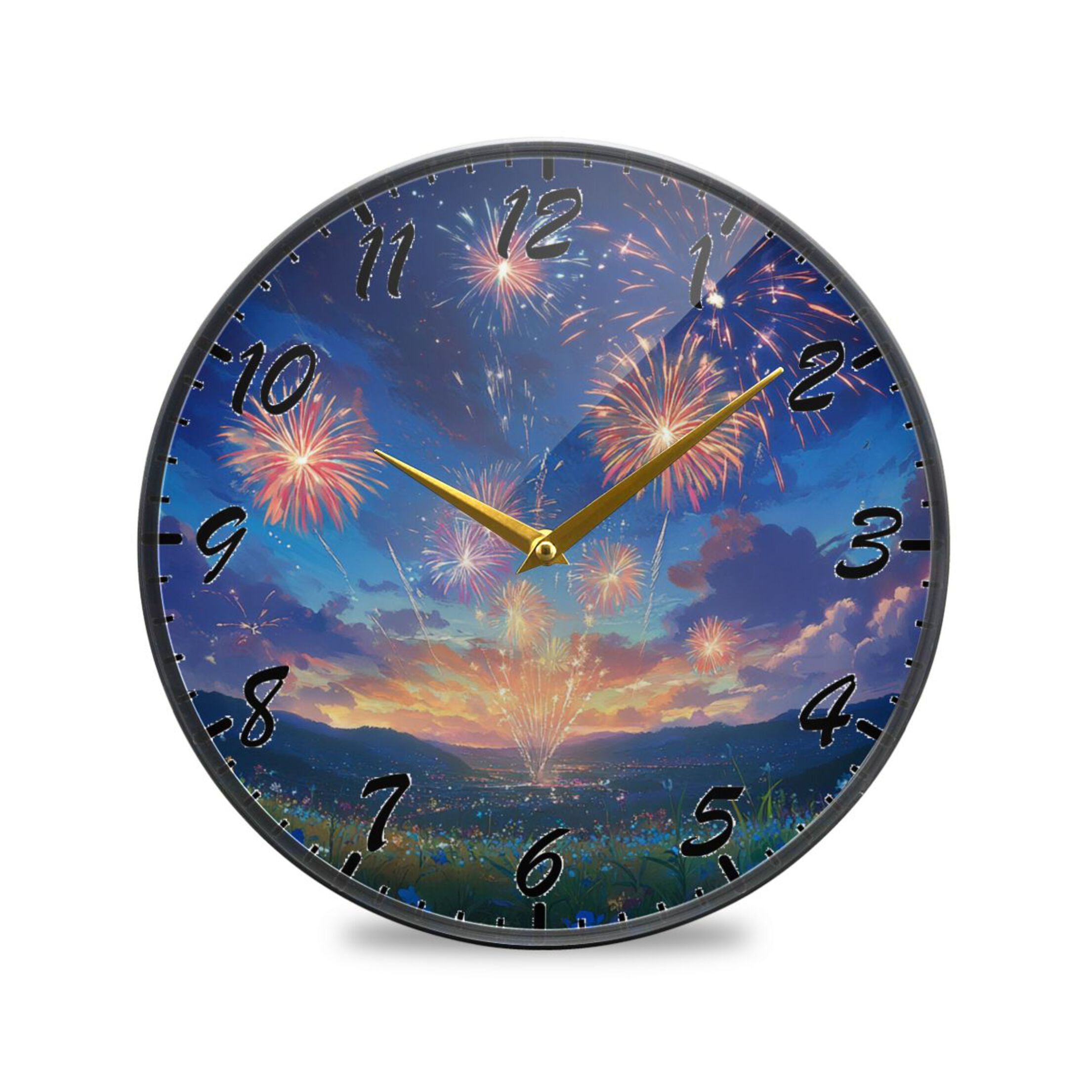 Round Clock Wall Clock Decorative Clock 11.9" Sizes Clock Colorful ...