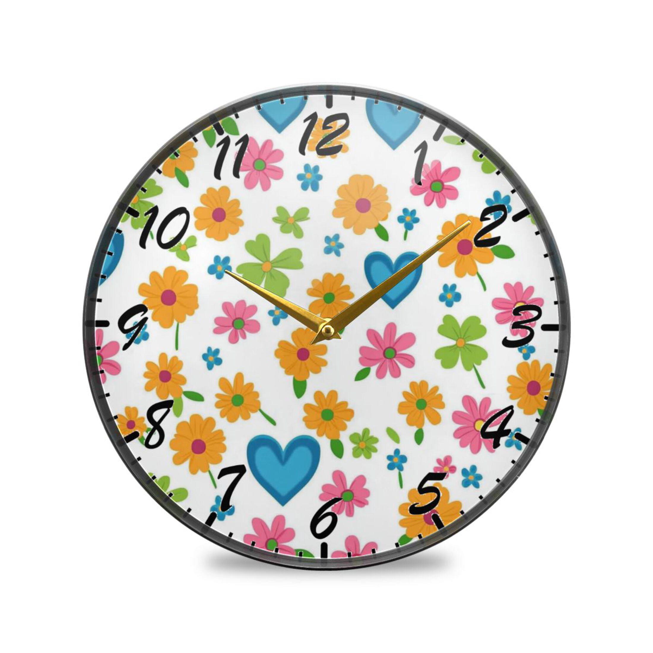 Round Clock Wall Clock Decorative Clock 11.9" Sizes Clock Colorful ...