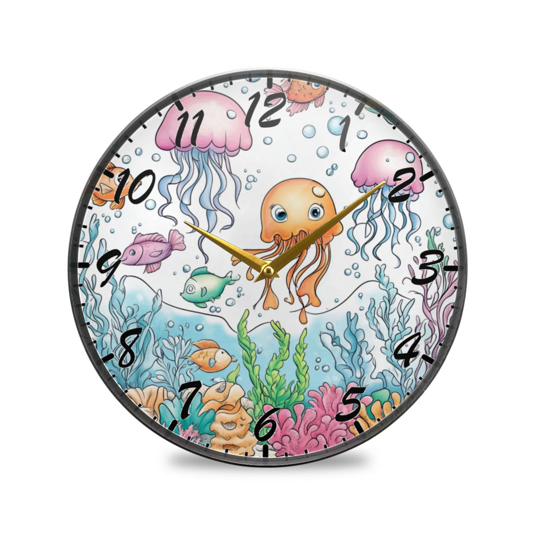Round Clock Wall Clock Decorative Clock 11.9" Sizes Clock Colorful ...