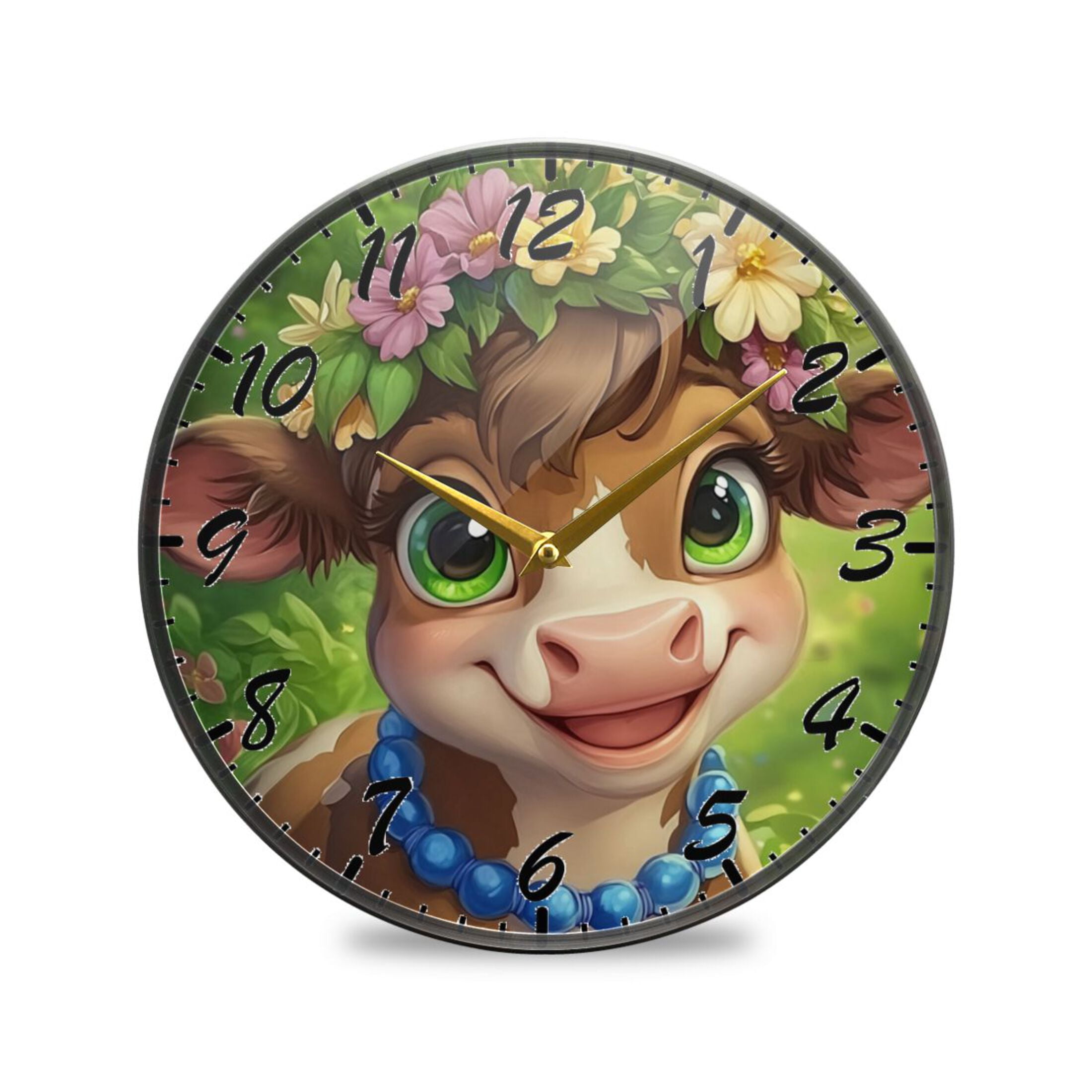 Round Clock Wall Clock Decorative Clock 11.9" Sizes Clock Cows with ...