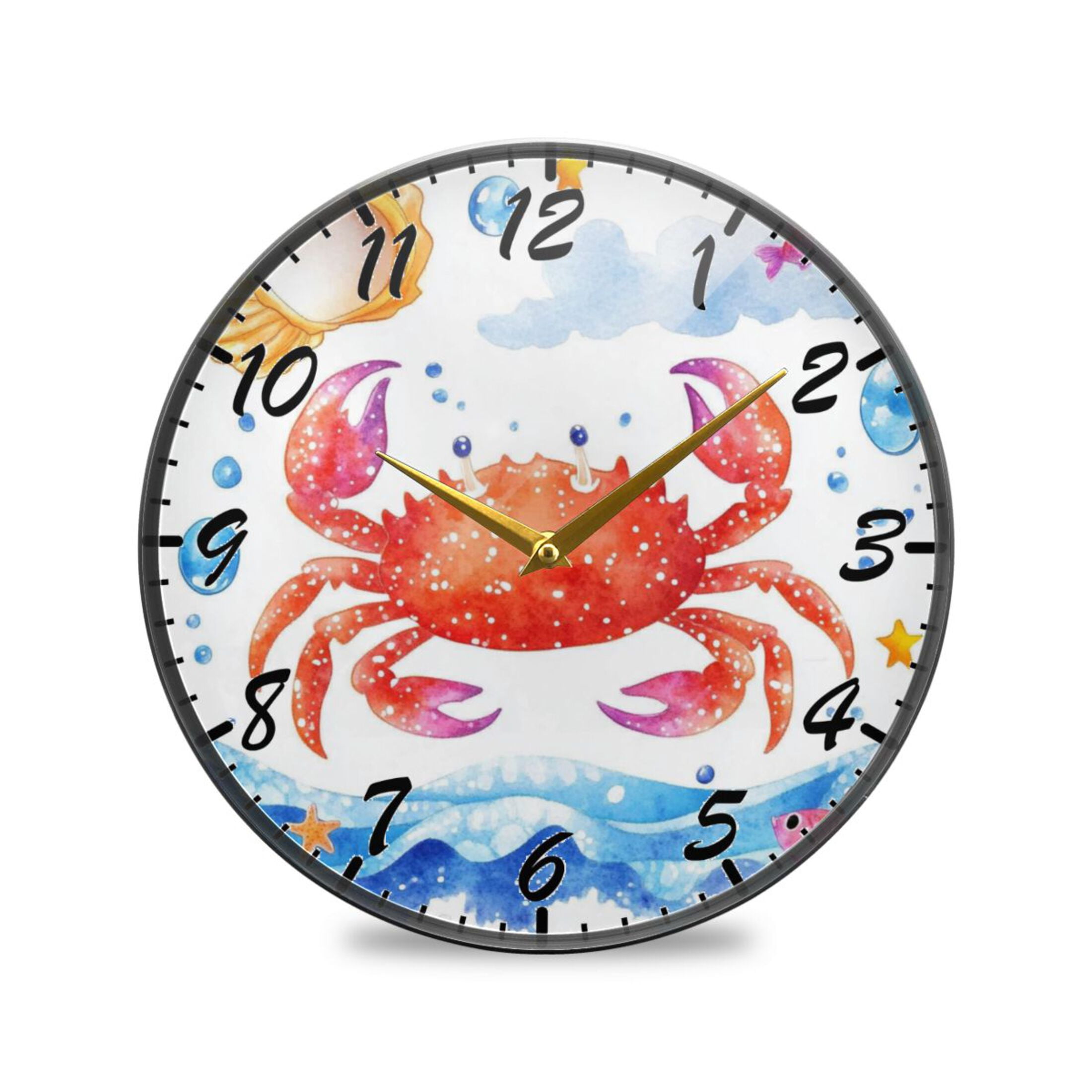 Round Clock Wall Clock Decorative Clock 11.9" Sizes Clock Cute Cartoon ...