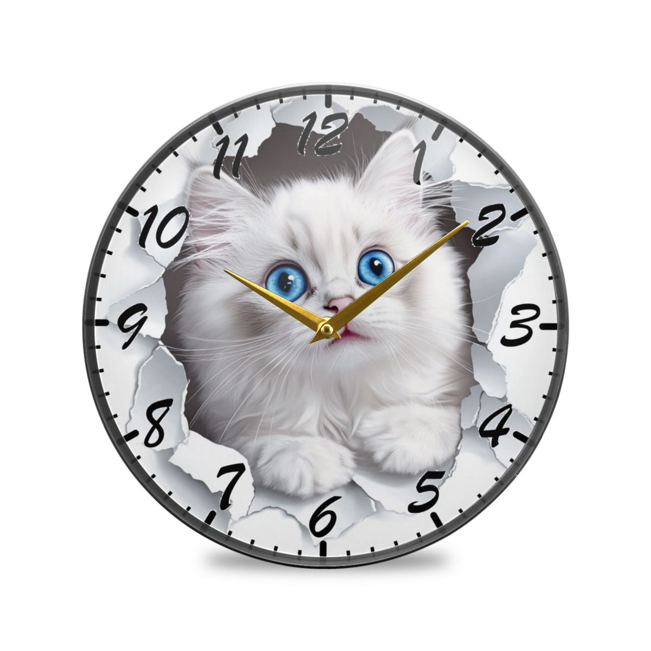 Round Clock Wall Clock Decorative Clock 11.9" Sizes Clock Cute Ragdoll ...