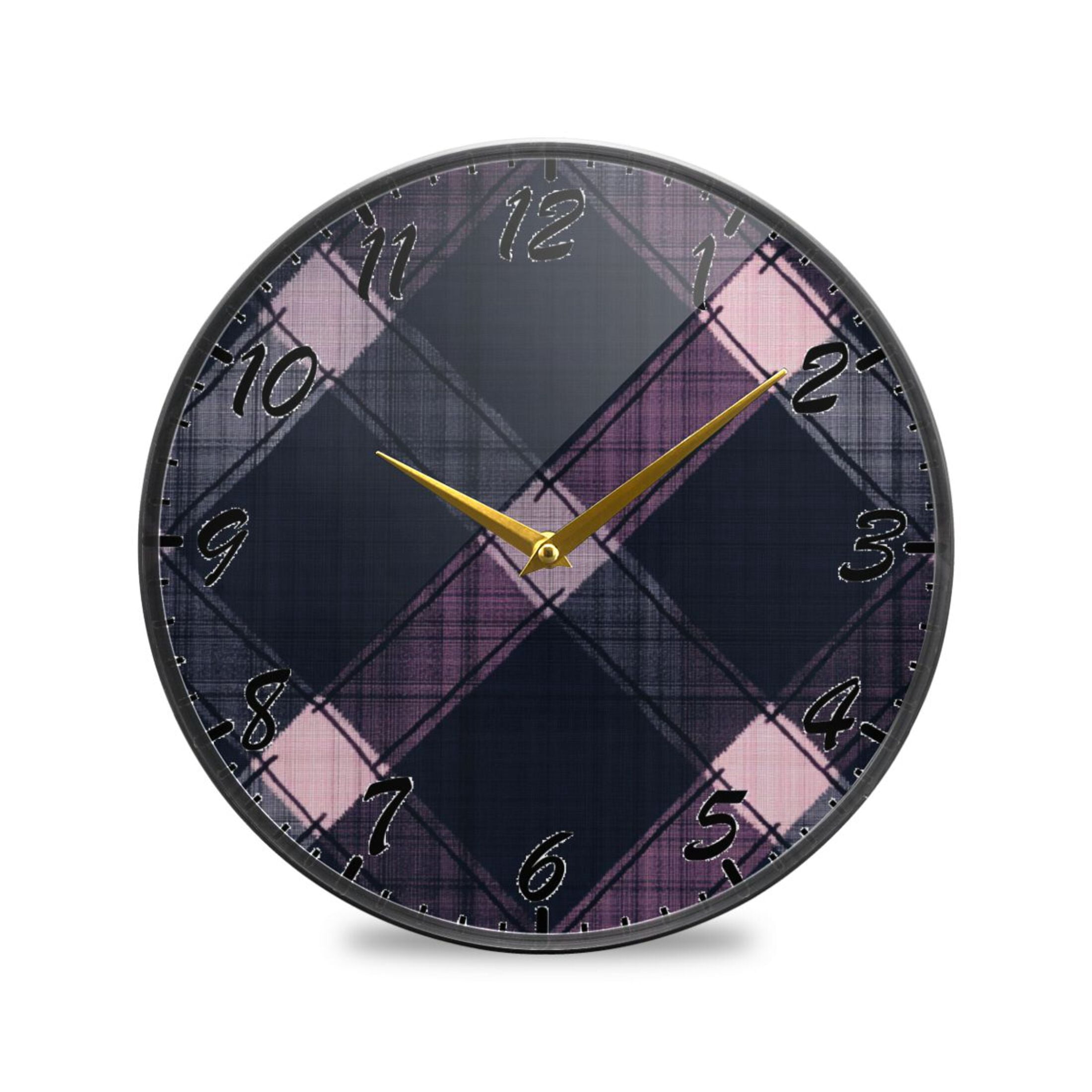 Round Clock Wall Clock Decorative Clock 11.9" Sizes Clock Dark Blue and ...
