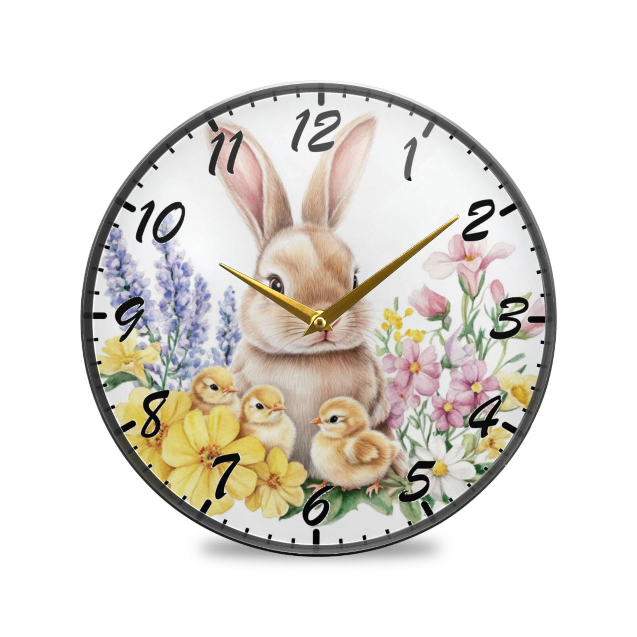 Round Clock Wall Clock Decorative Clock 11.9" Sizes Clock Easter Bunny ...