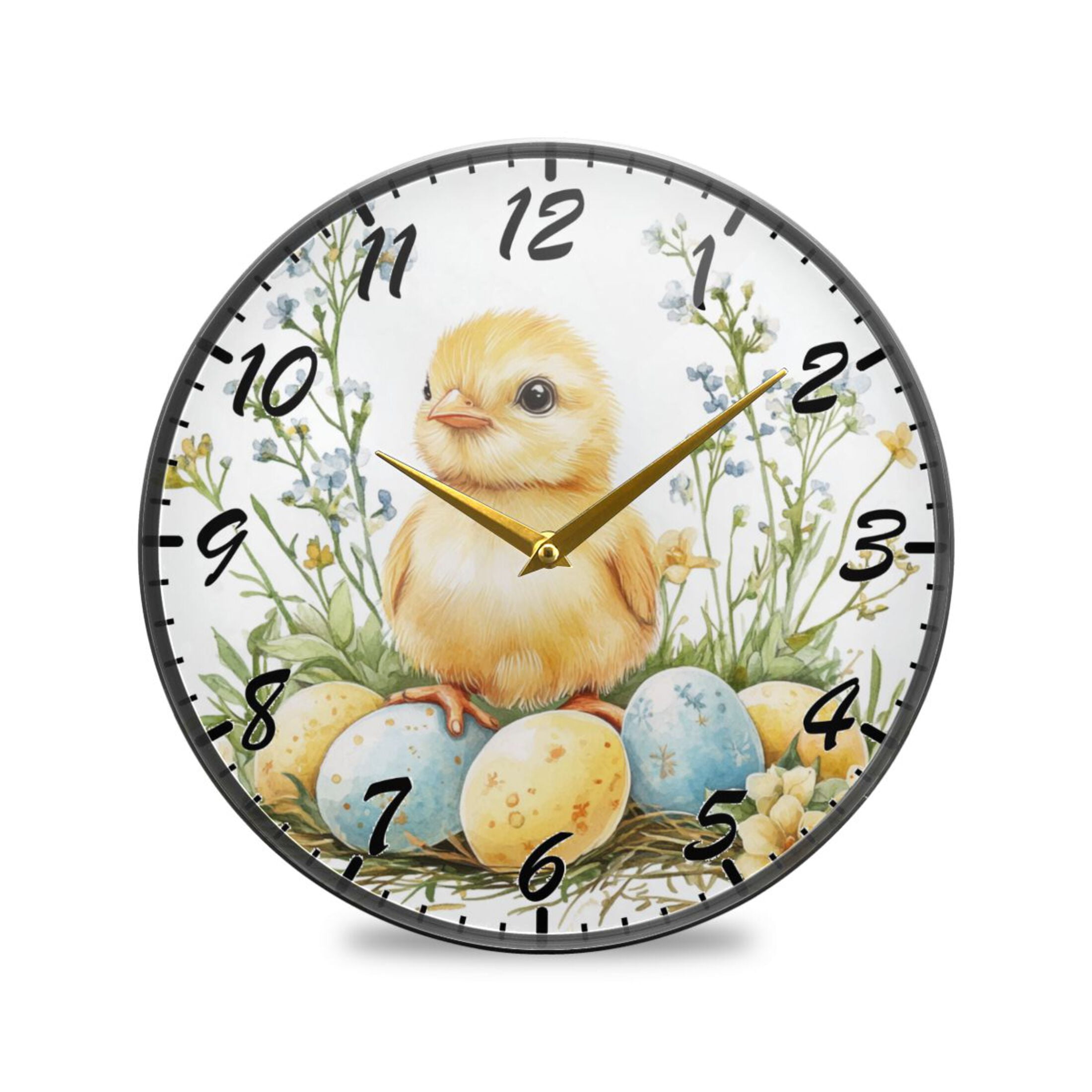 Round Clock Wall Clock Decorative Clock 11.9" Sizes Clock Easter Chick ...