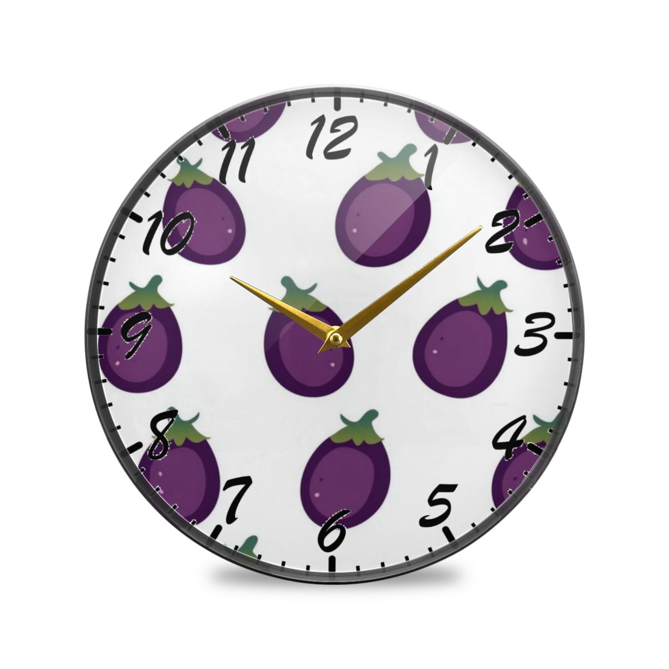 Round Clock Wall Clock Decorative Clock 11.9" Sizes Clock Eggplant ...