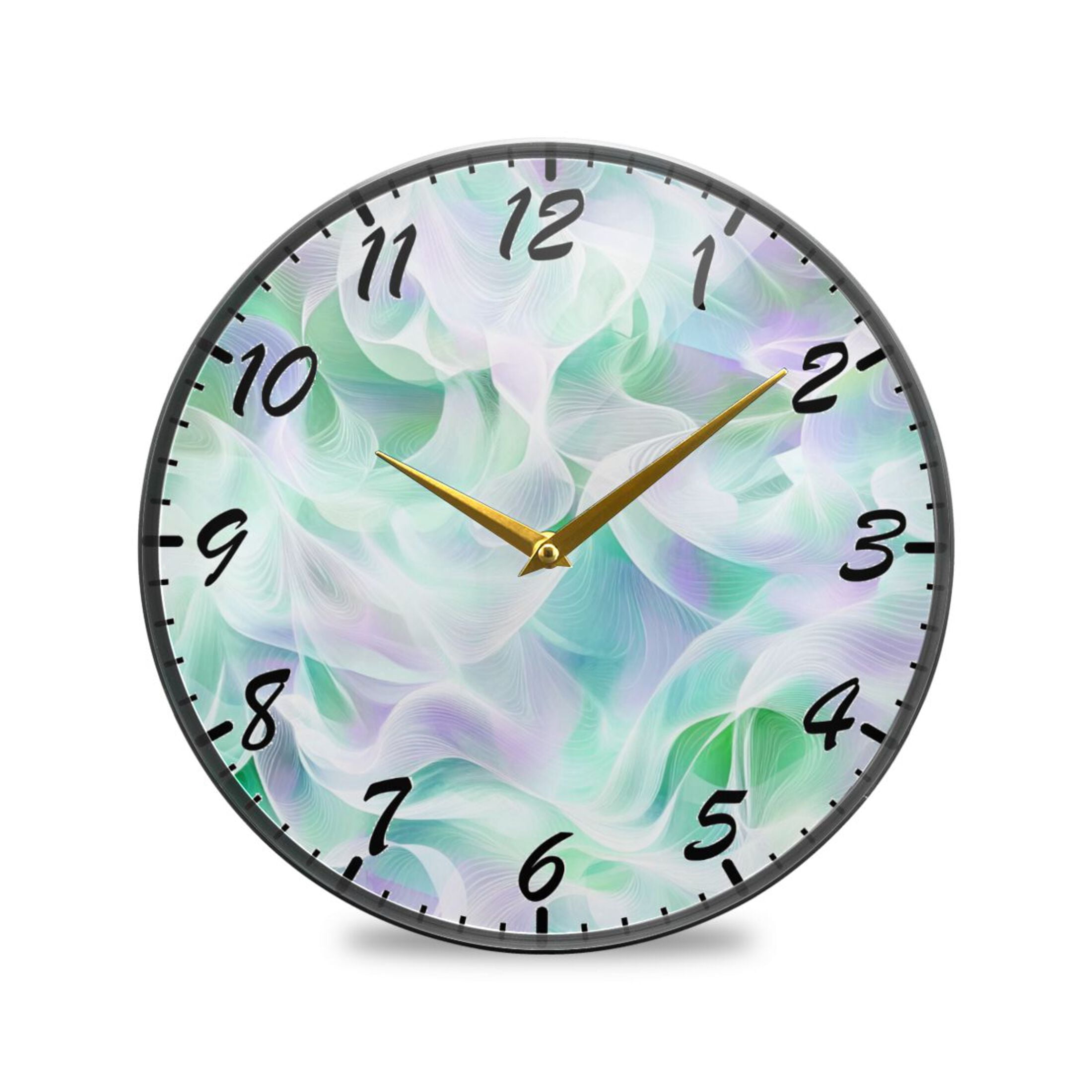 Round Clock Wall Clock Decorative Clock 11.9" Sizes Clock Green Ripple ...