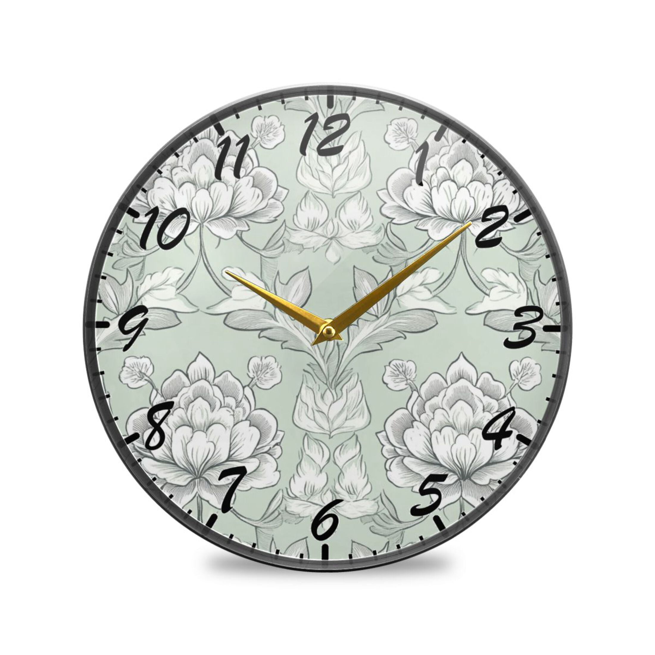 Round Clock Wall Clock Decorative Clock 11.9" Sizes Clock Hand-drawn ...