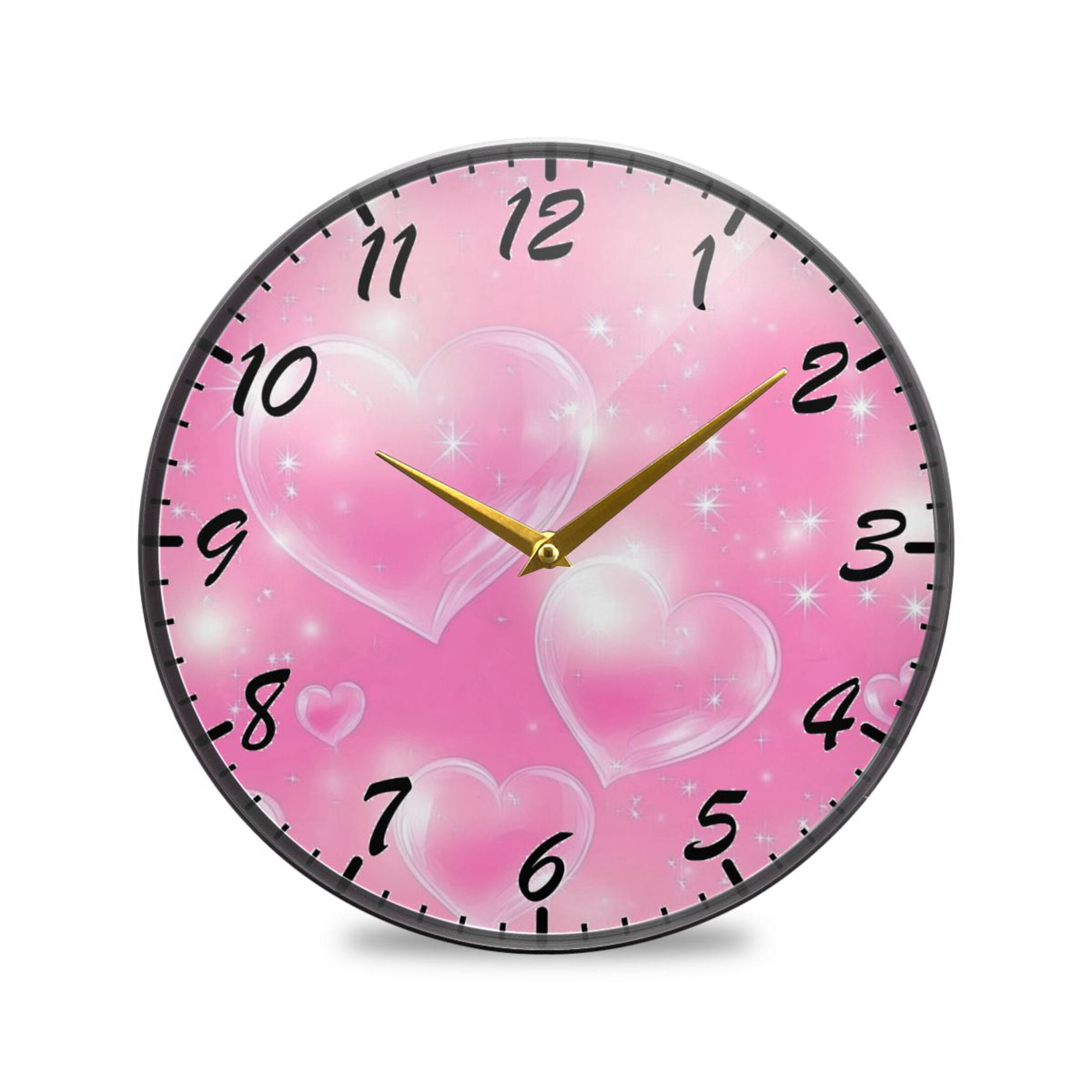 Round Clock Wall Clock Decorative Clock 11.9" Sizes Clock Heart-shaped ...