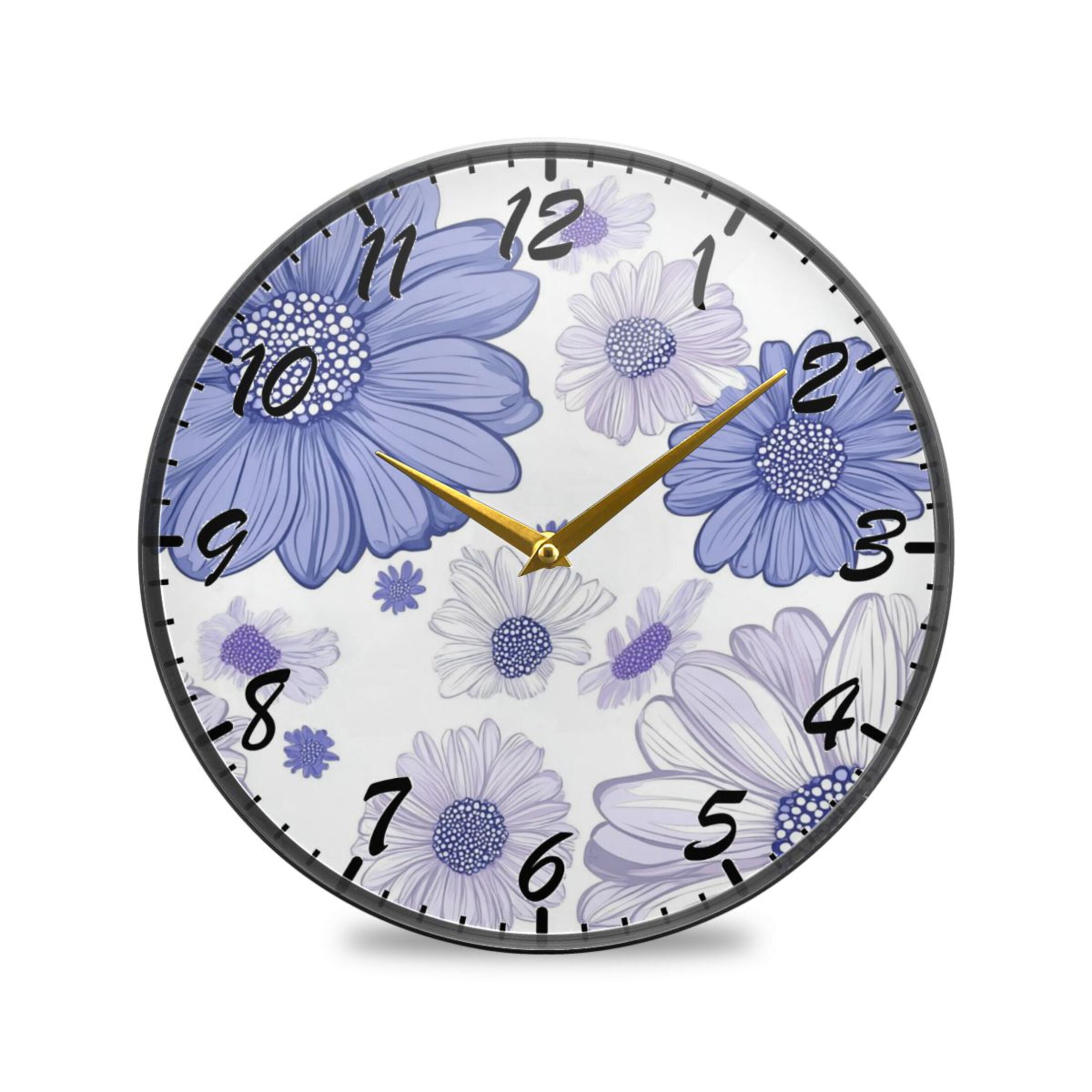 Round Clock Wall Clock Decorative Clock 11.9" Sizes Clock Large Daisy ...