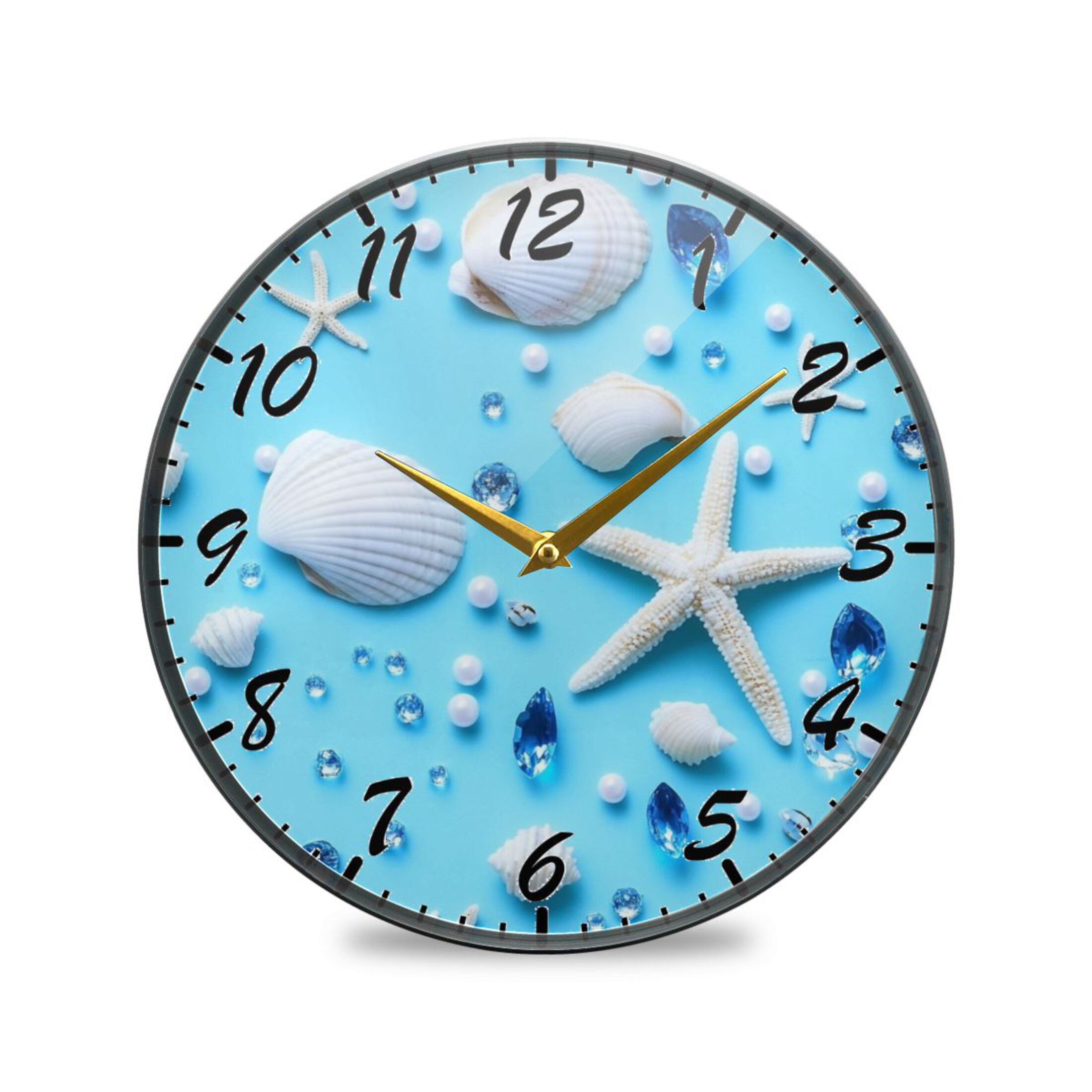 Round Clock Wall Clock Decorative Clock 11.9" Sizes Clock Light Blue ...