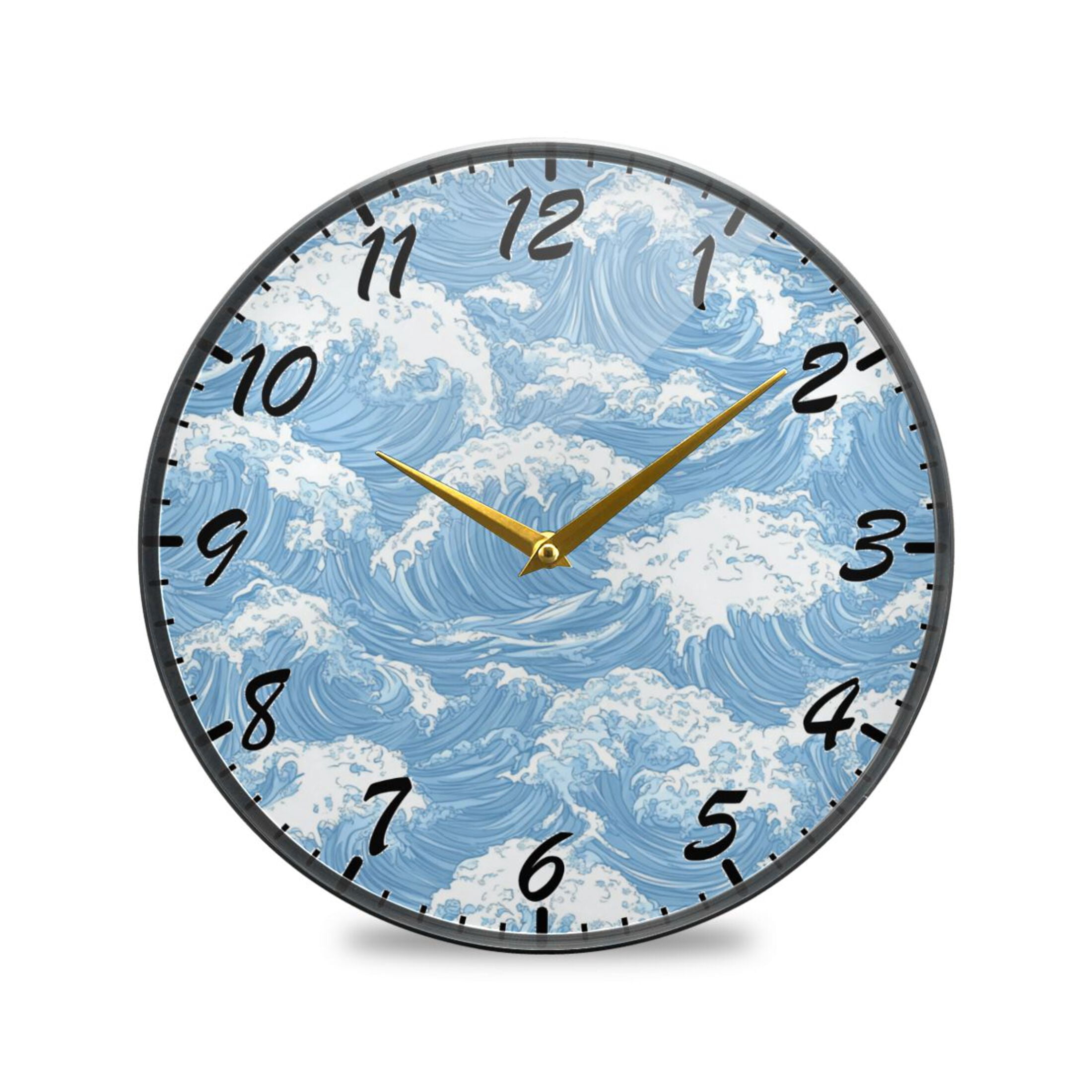 Round Clock Wall Clock Decorative Clock 11.9" Sizes Clock Light Blue ...
