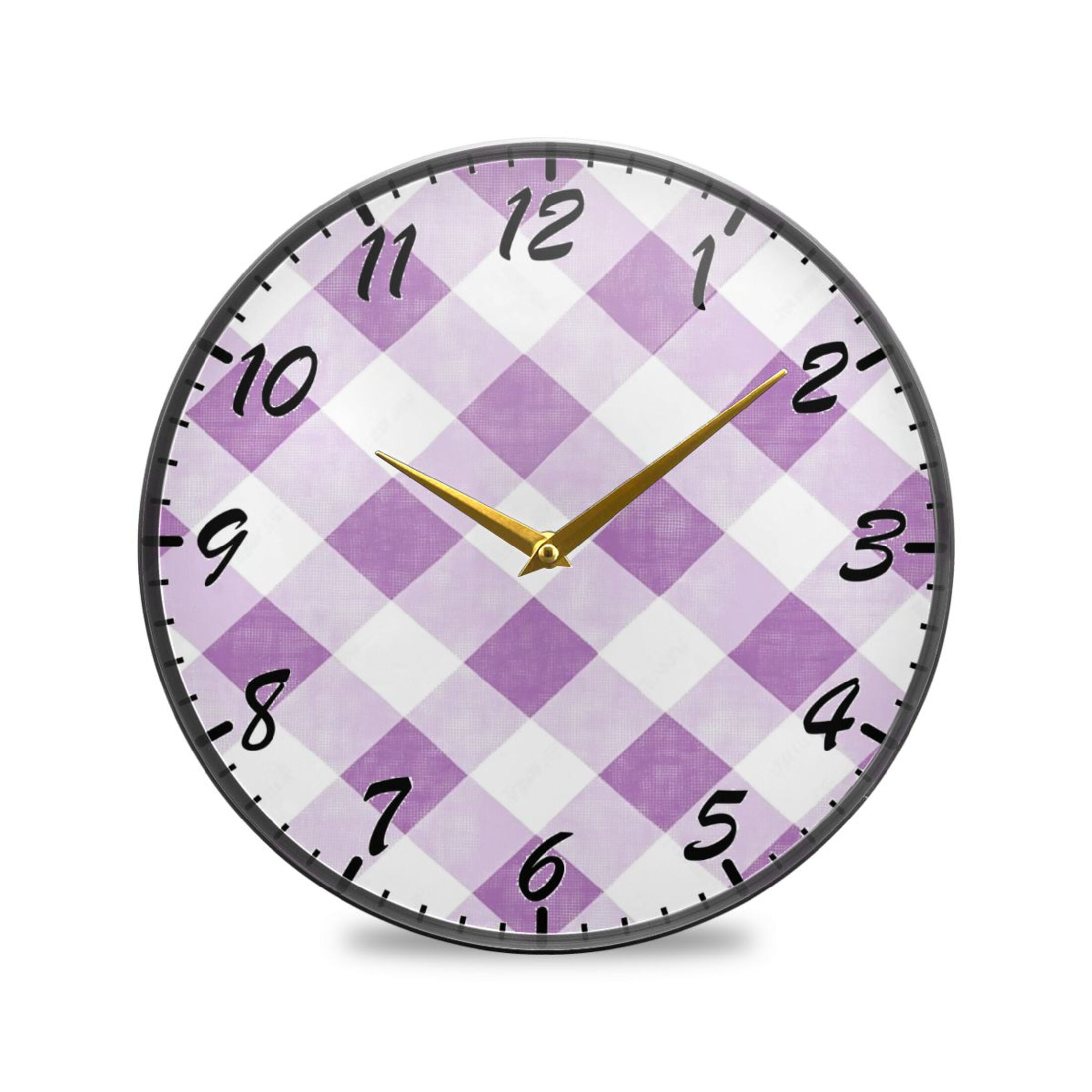 Round Clock Wall Clock Decorative Clock 11.9" Sizes Clock Light Purple ...