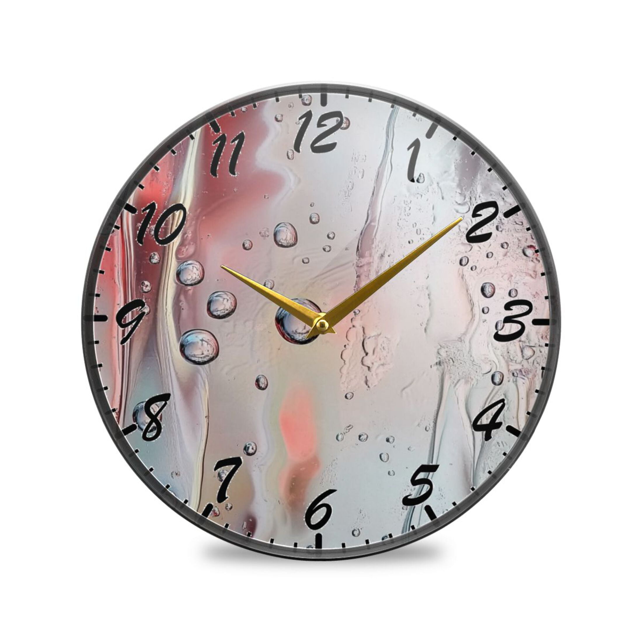Round Clock Wall Clock Decorative Clock 11.9" Sizes Clock Liquid Metal ...