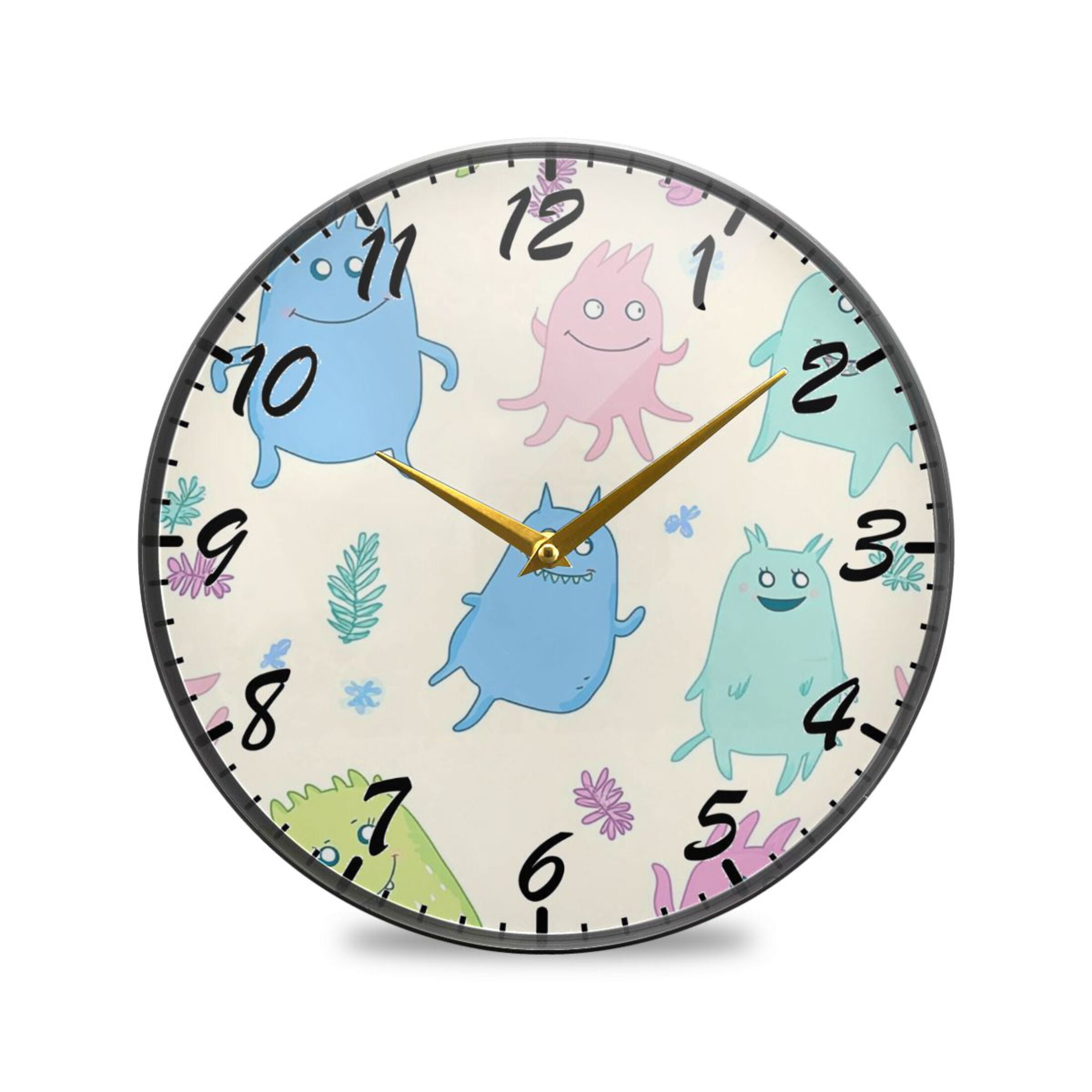 Round Clock Wall Clock Decorative Clock 11.9" Sizes Clock Pastel Cute ...