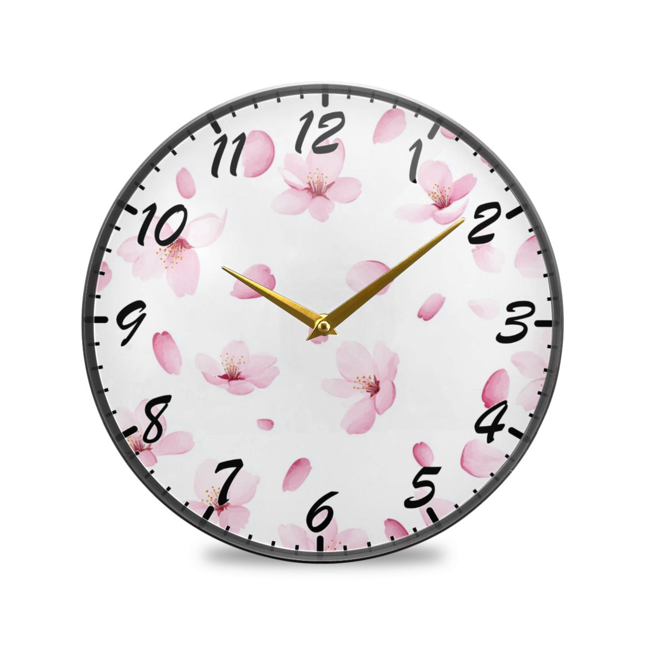 Round Clock Wall Clock Decorative Clock 11.9" Sizes Clock Pink Petals ...