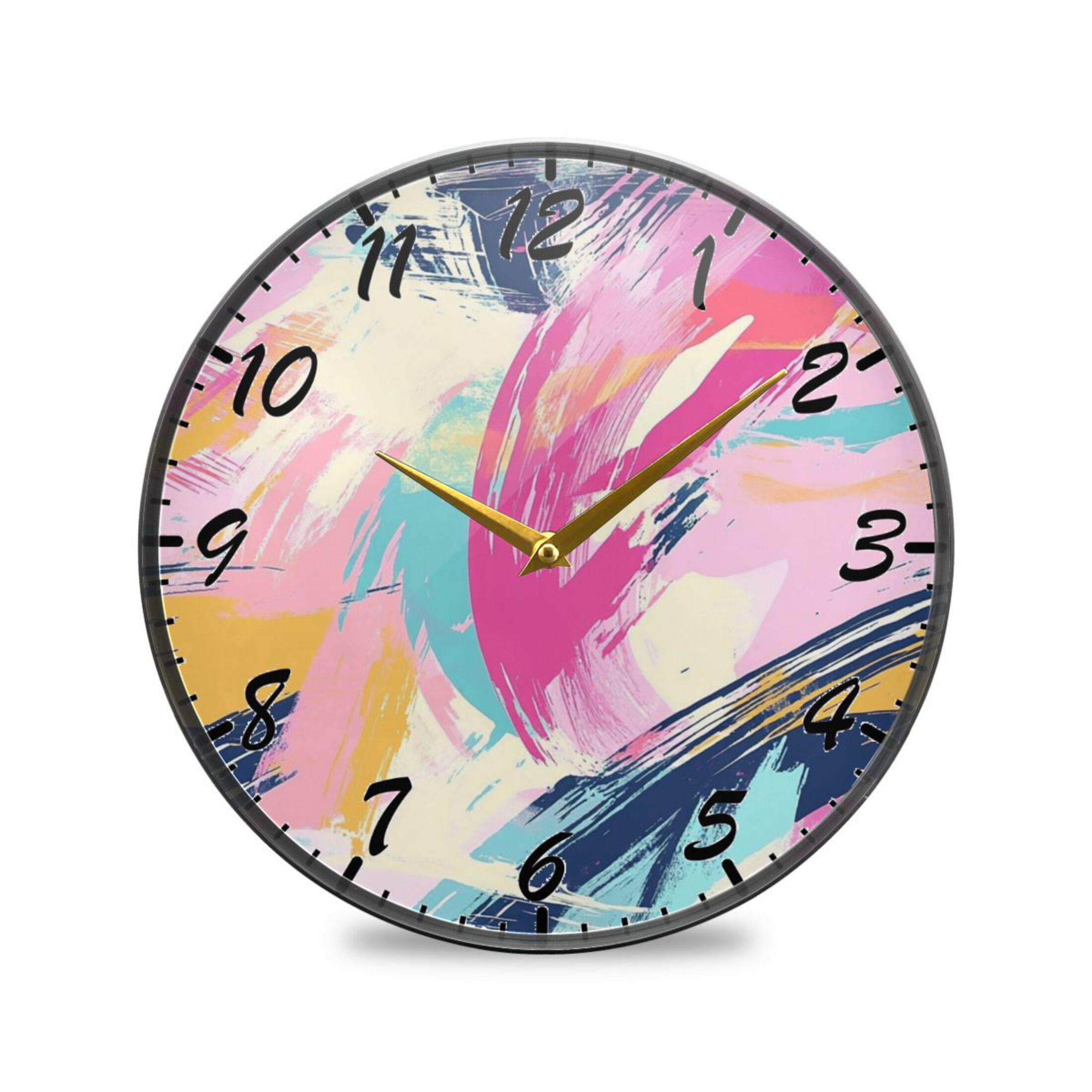 Round Clock Wall Clock Decorative Clock 11.9" Sizes Clock Pink and Blue ...