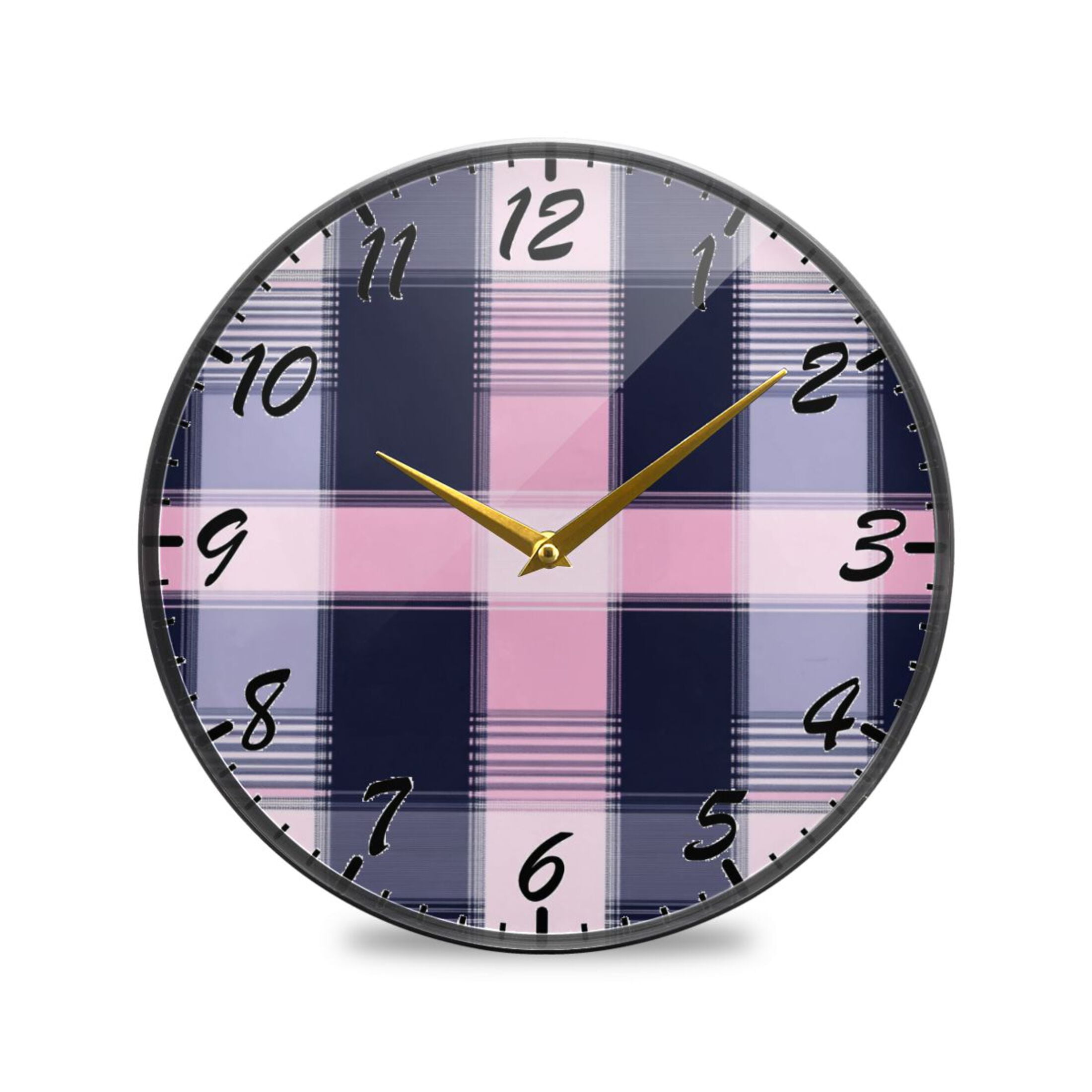 Round Clock Wall Clock Decorative Clock 11.9" Sizes Clock Pink and Navy ...