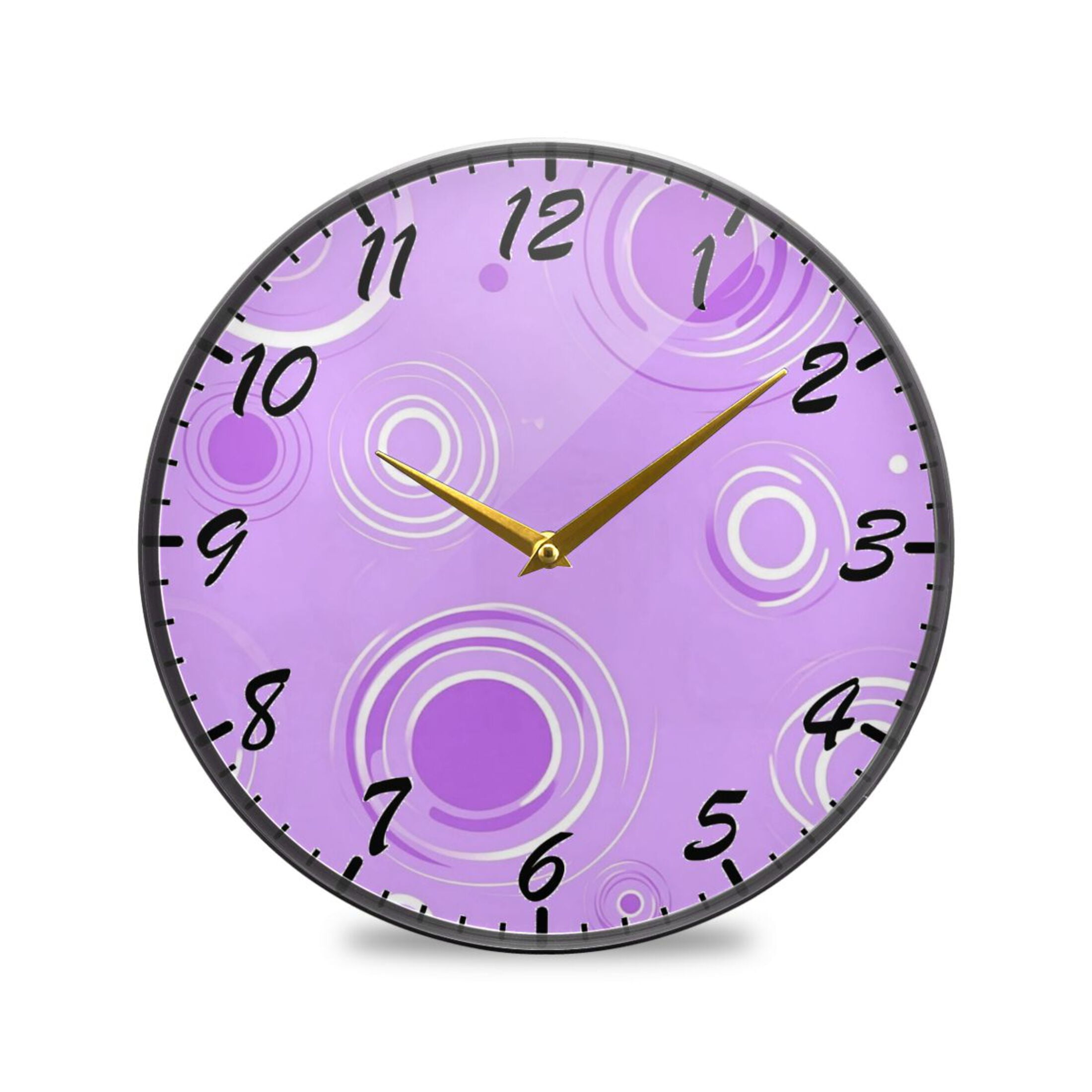 Round Clock Wall Clock Decorative Clock 11.9" Sizes Clock Purple ...