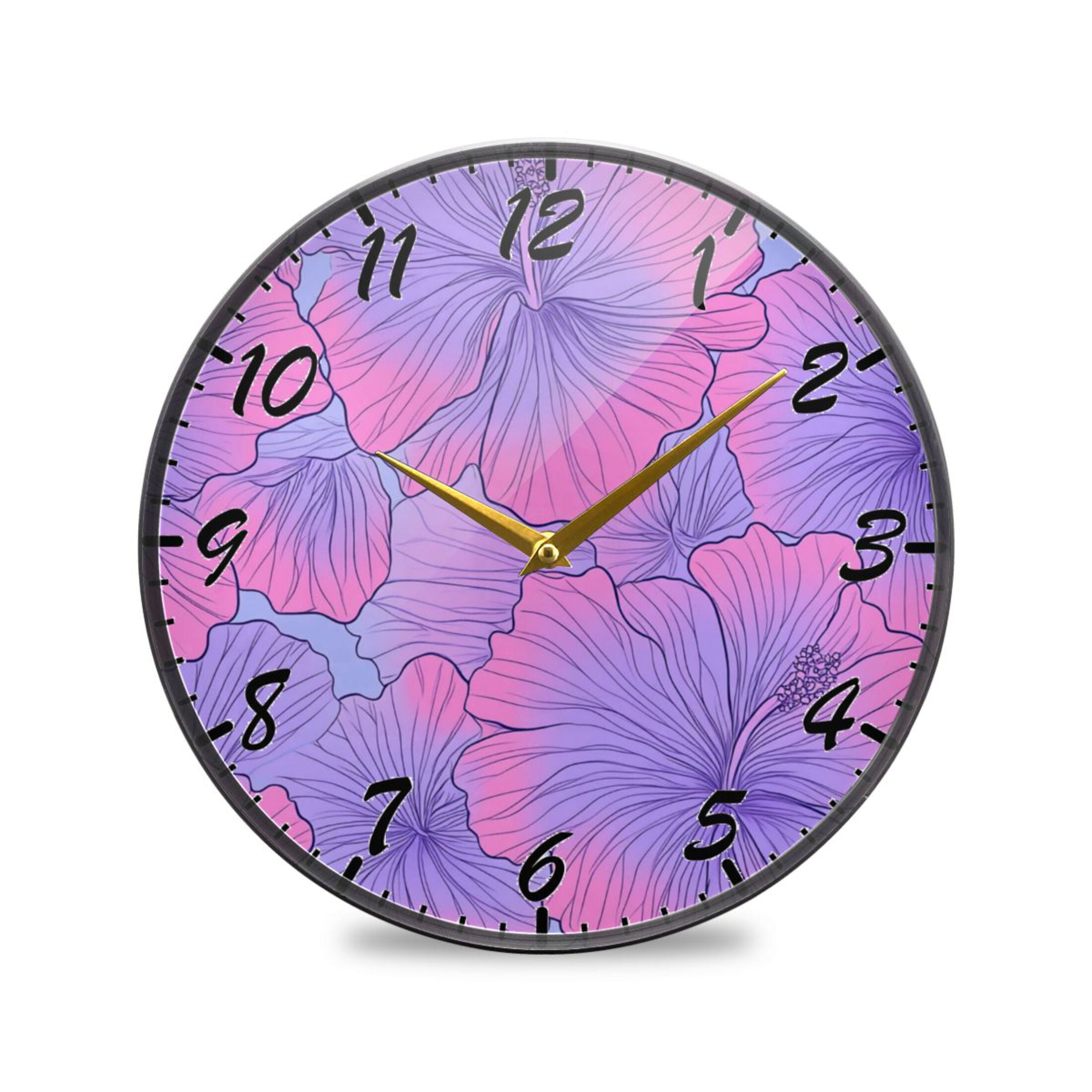 Round Clock Wall Clock Decorative Clock 11.9" Sizes Clock Purple ...