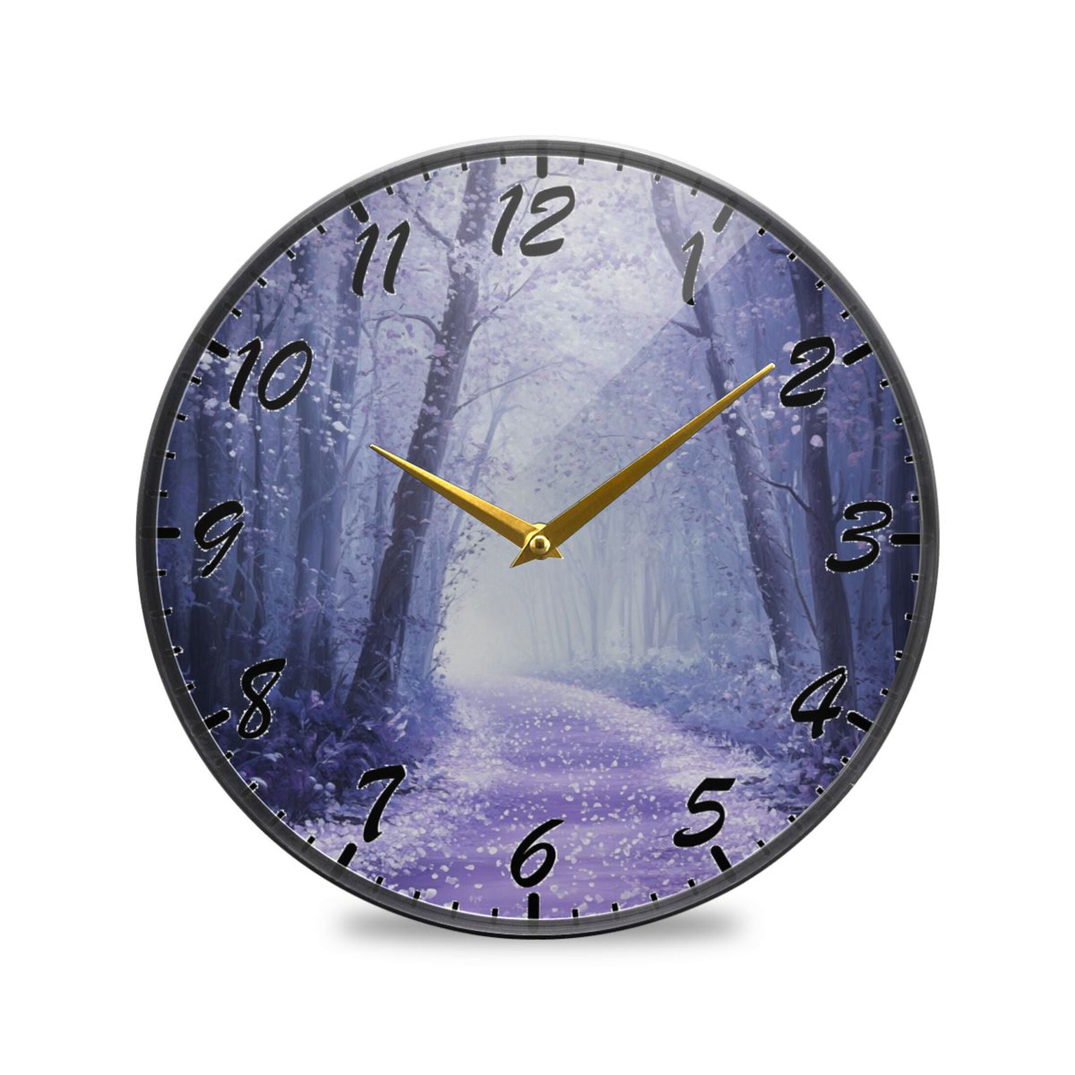 Round Clock Wall Clock Decorative Clock 11.9" Sizes Clock Purple Misty ...