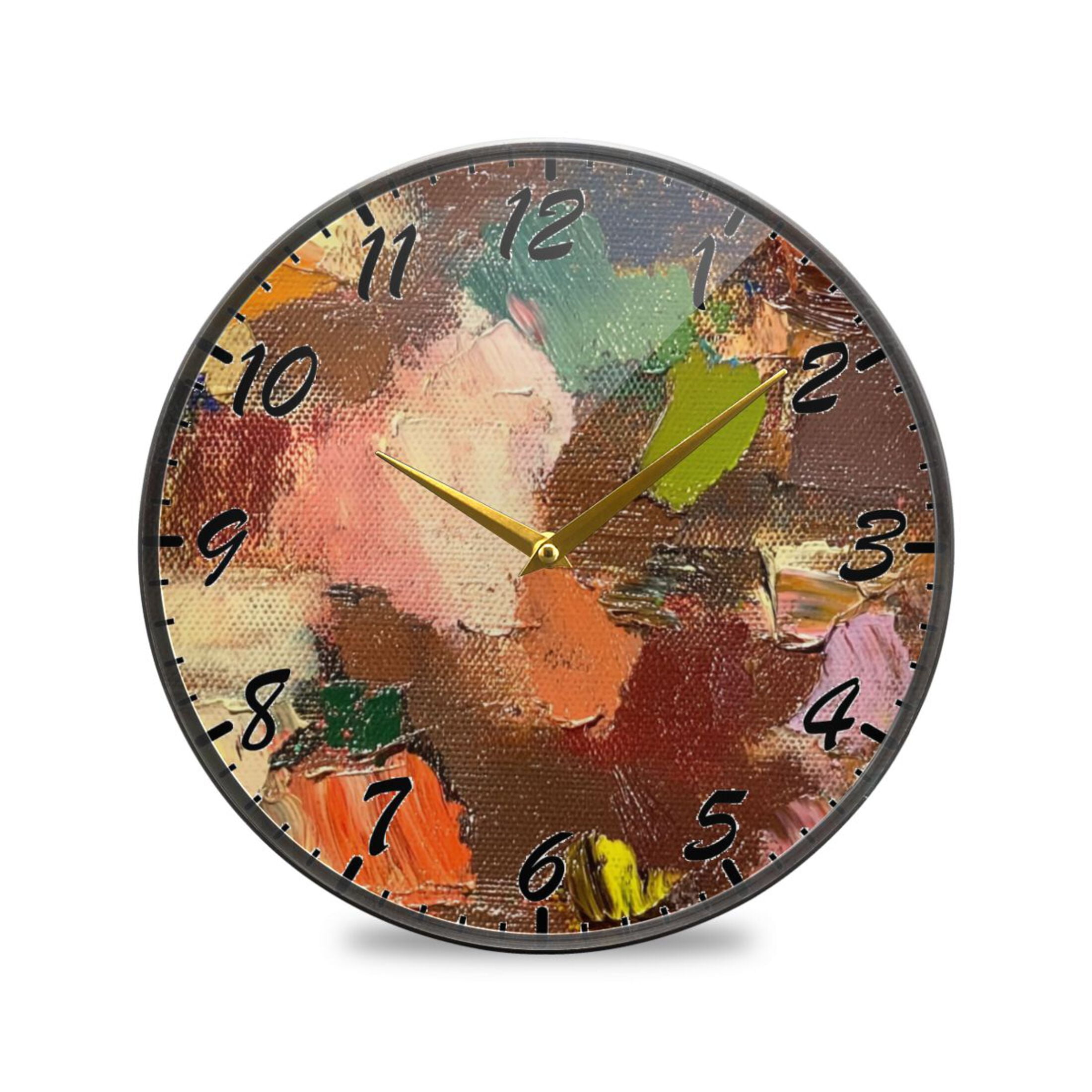 Round Clock Wall Clock Decorative Clock 11.9" Sizes Clock Red and Brown ...