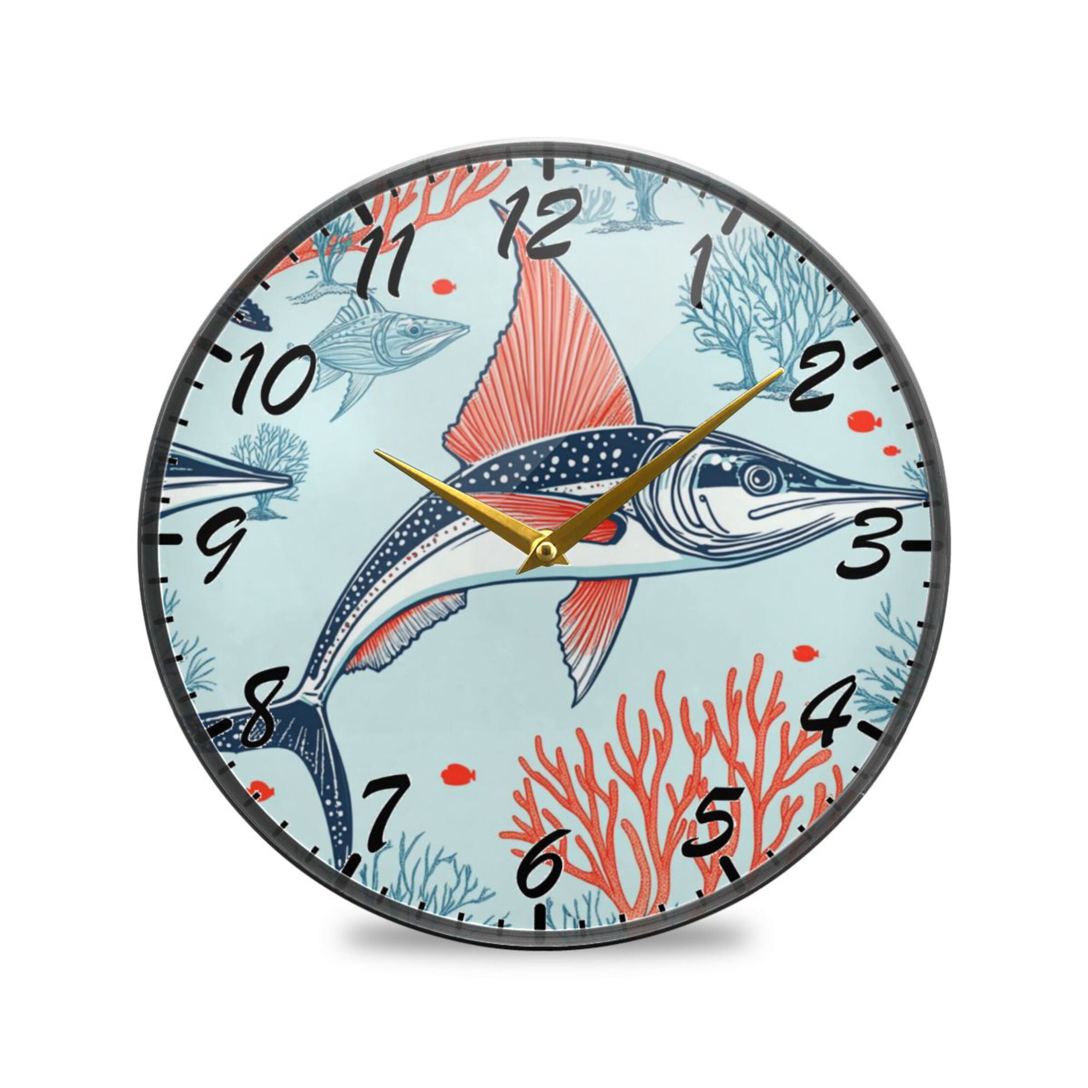 Round Clock Wall Clock Decorative Clock 11.9" Sizes Clock Sailfish and ...