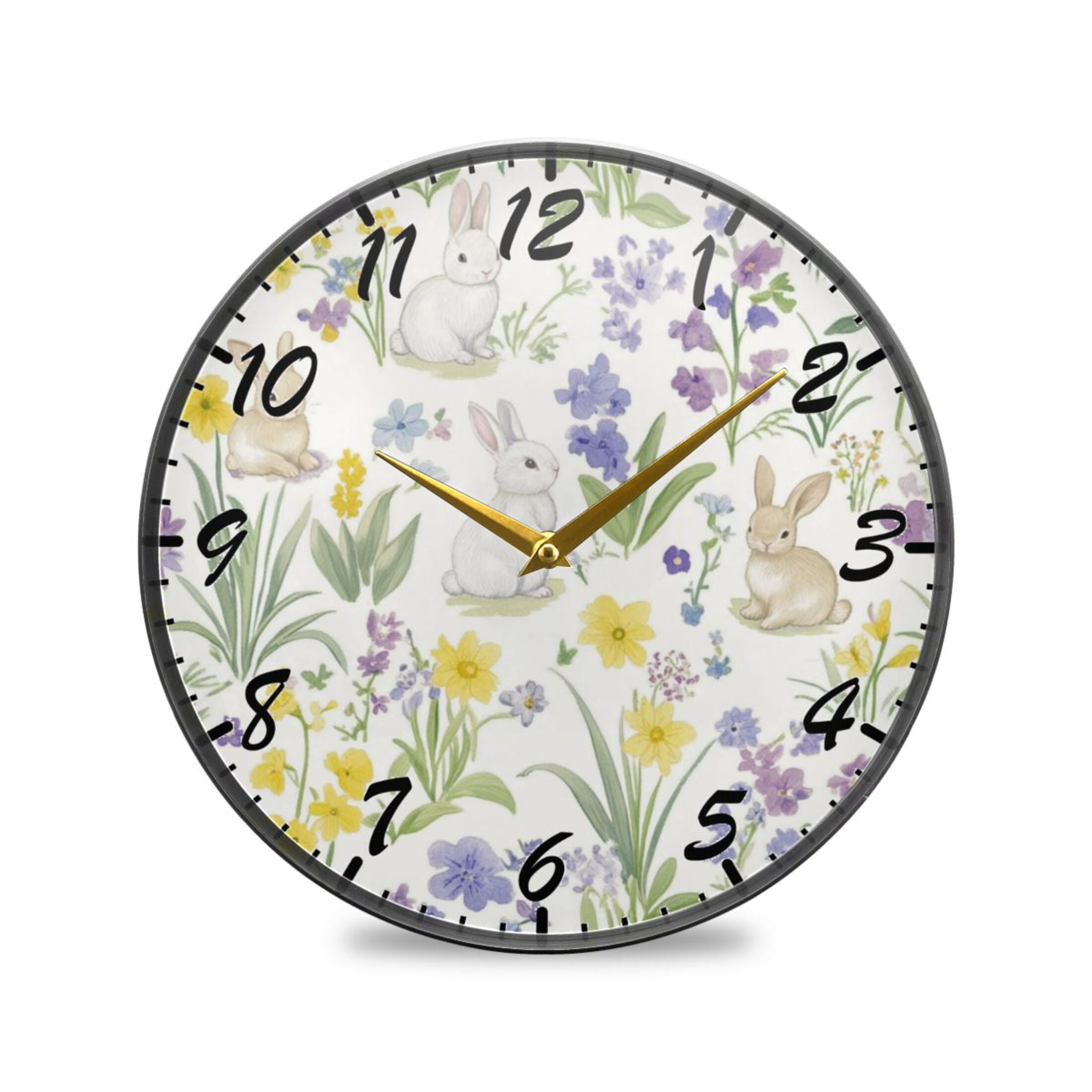 Round Clock Wall Clock Decorative Clock 11.9" Sizes Clock Spring Garden ...