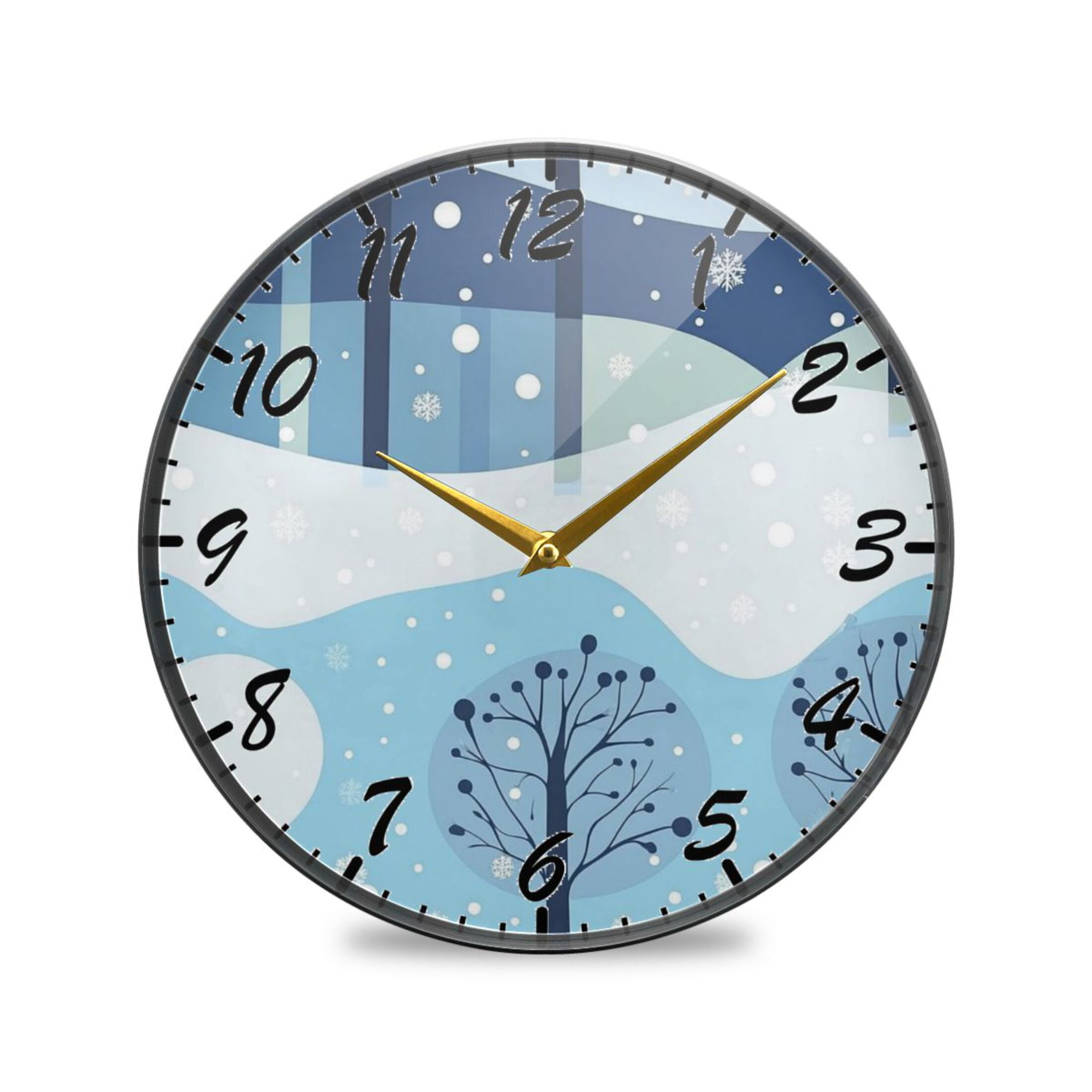 Round Clock Wall Clock Decorative Clock 11.9" Sizes Clock Trees in The Snow - Walmart.com