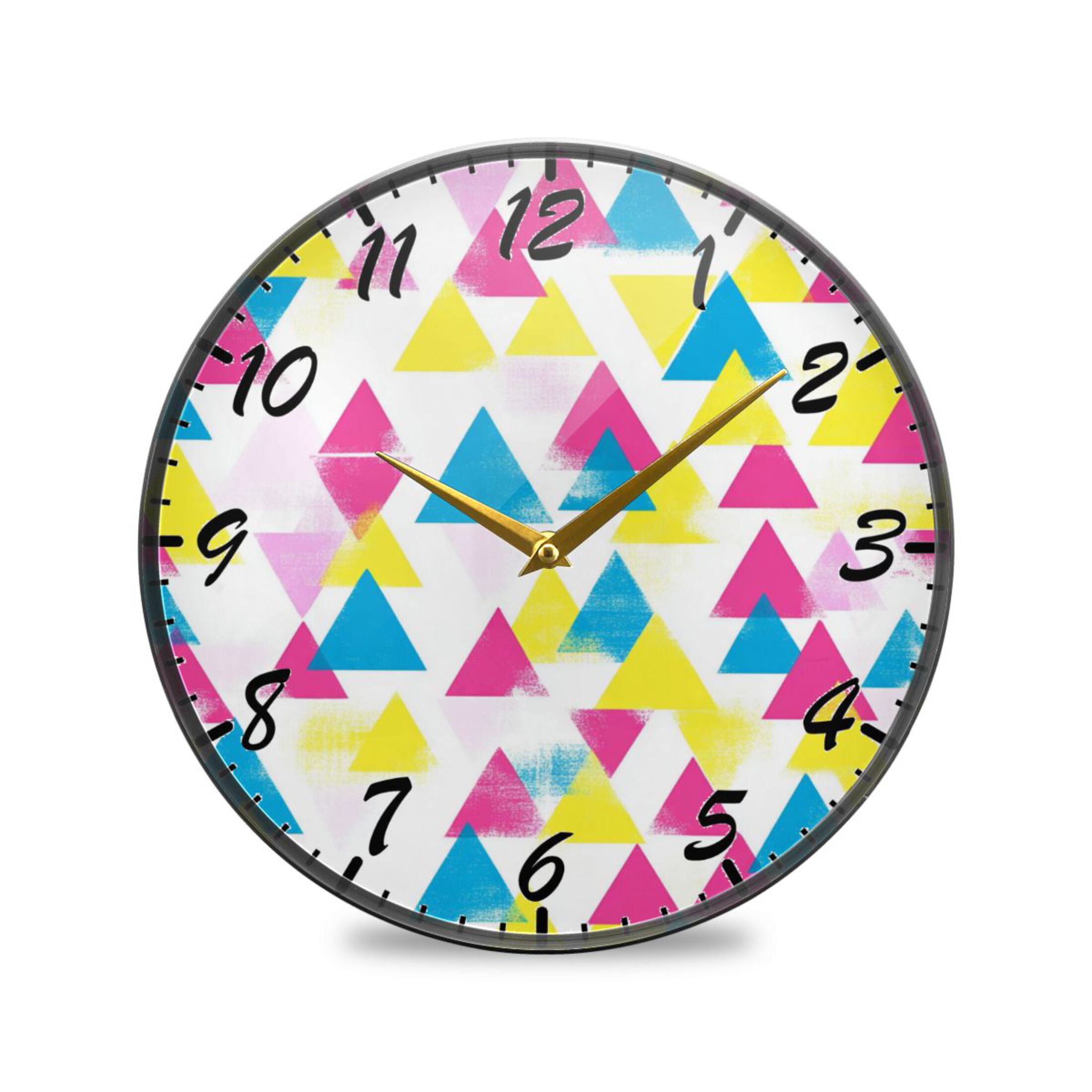 Round Clock Wall Clock Decorative Clock 11.9" Sizes Clock Triangles in ...