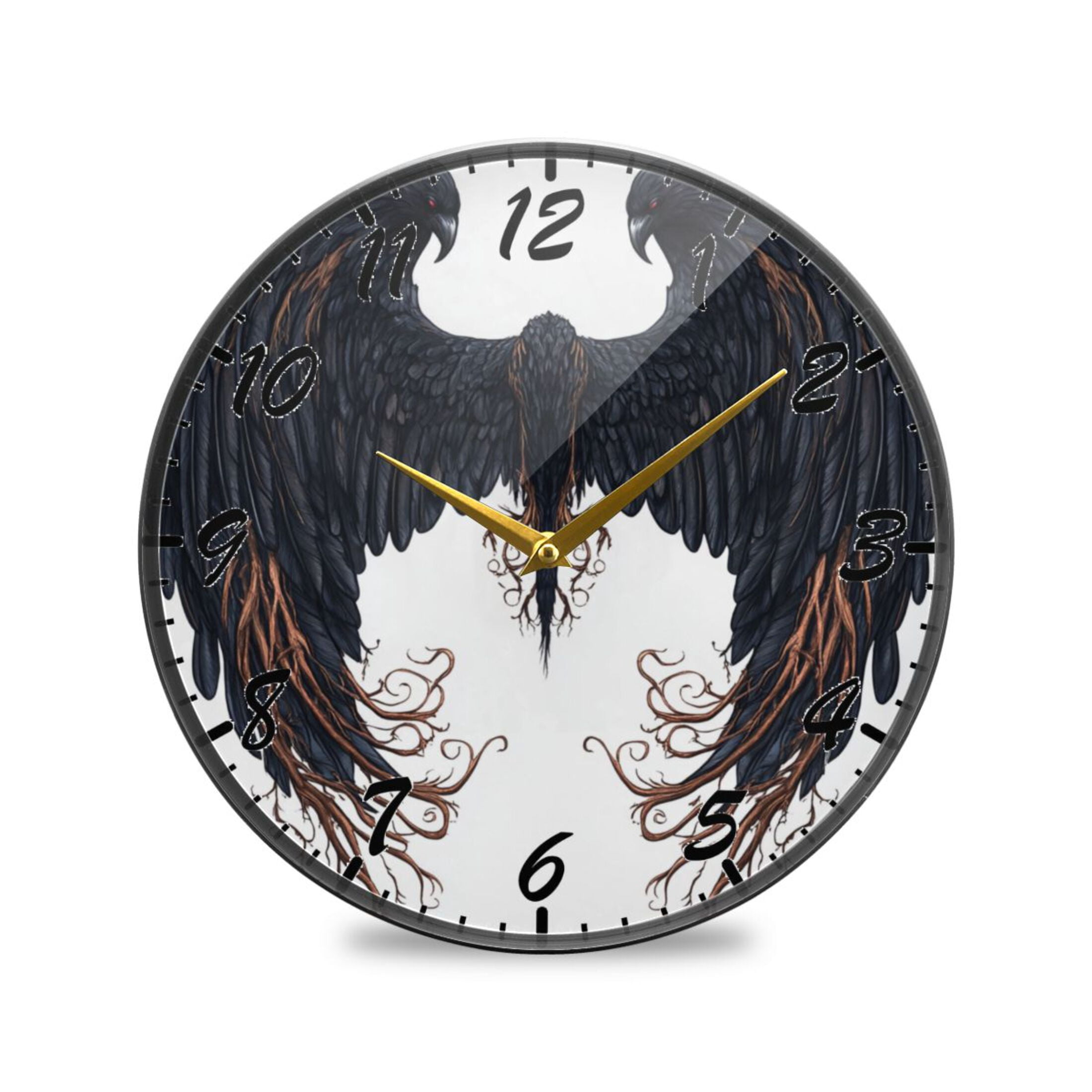 Round Clock Wall Clock Decorative Clock 11.9" Sizes Clock Two Black ...