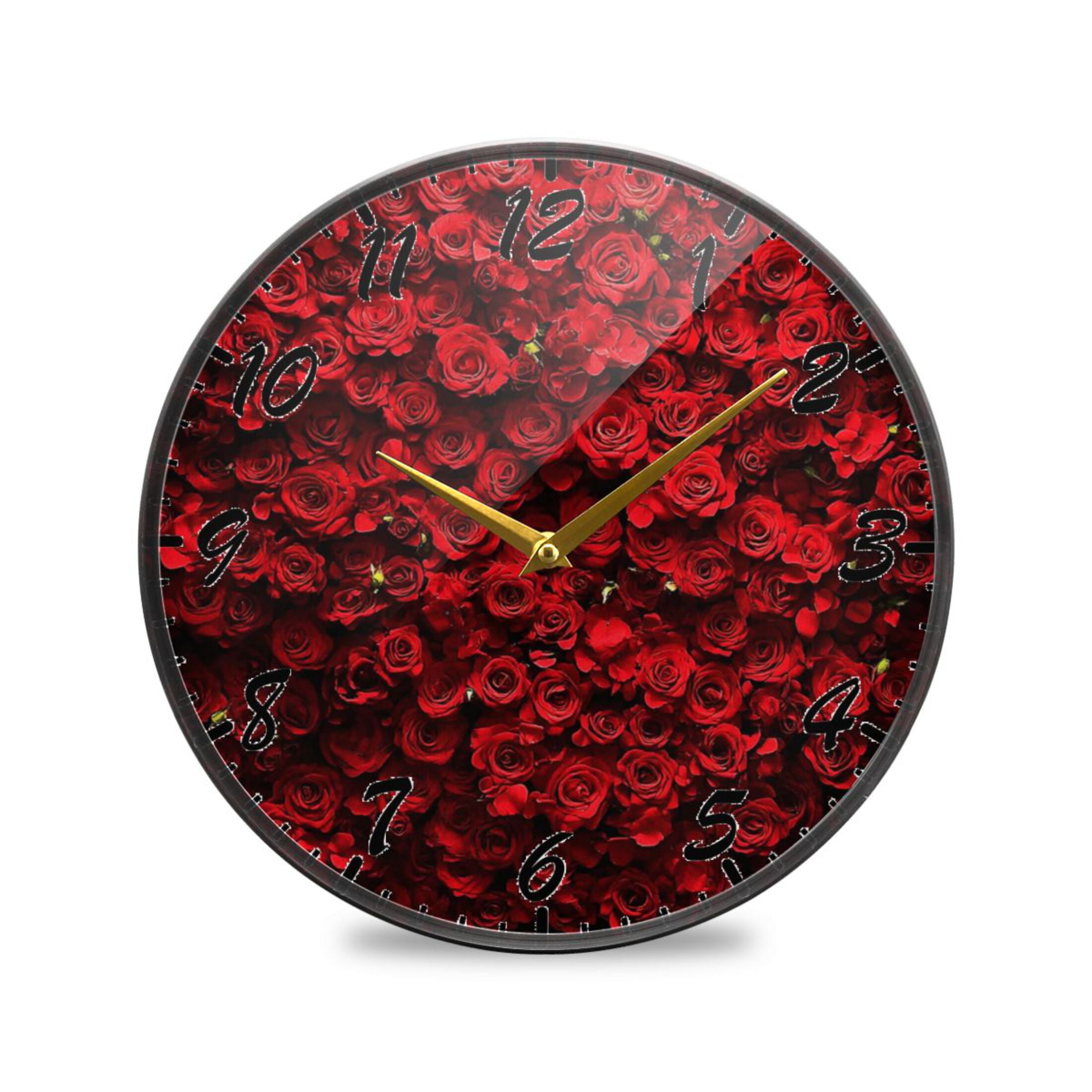 Round Clock Wall Clock Decorative Clock 11.9" Sizes Clock Wall Of Red ...