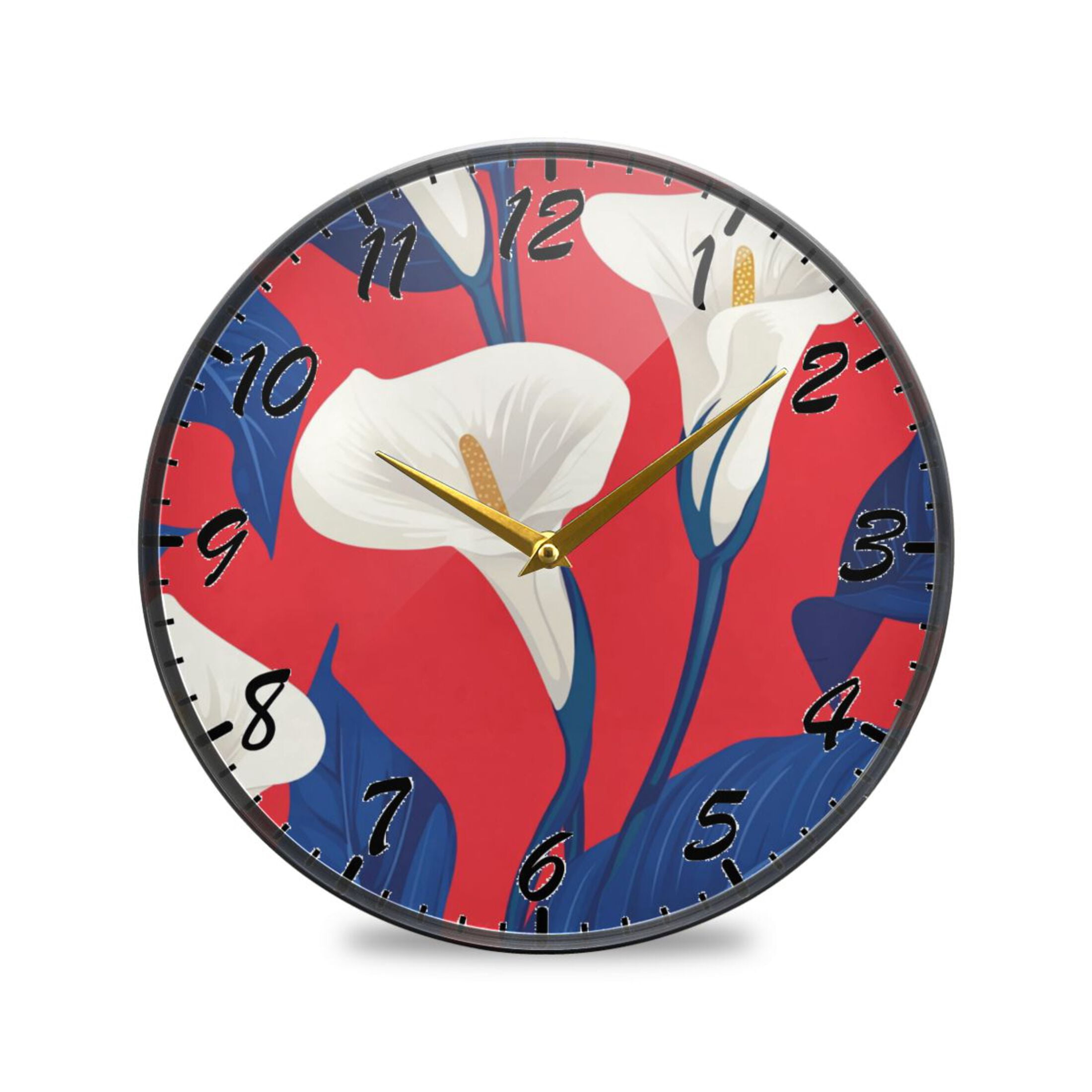 Round Clock Wall Clock Decorative Clock 11.9" Sizes Clock White Calla ...