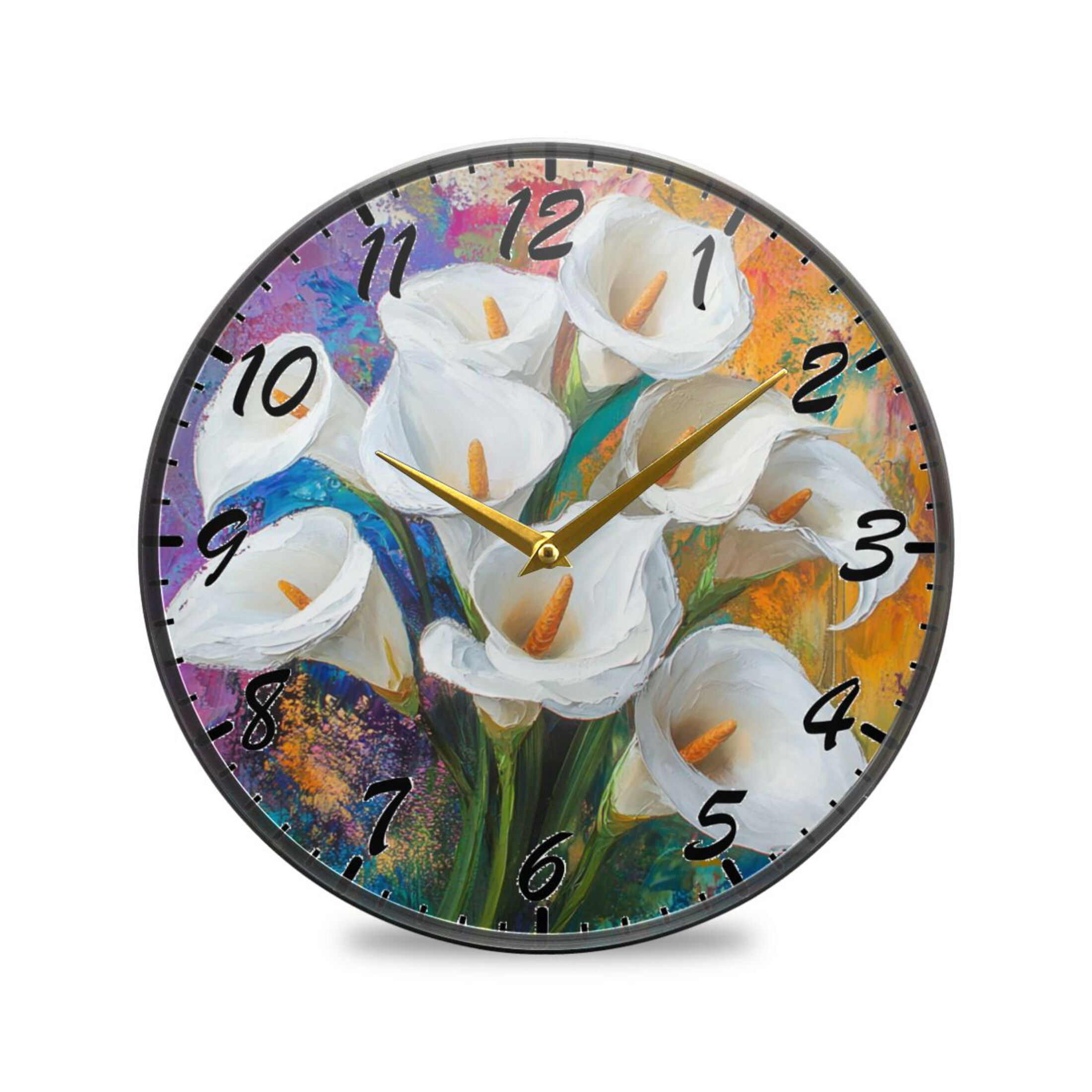 Round Clock Wall Clock Decorative Clock 11.9" Sizes Clock White Calla ...
