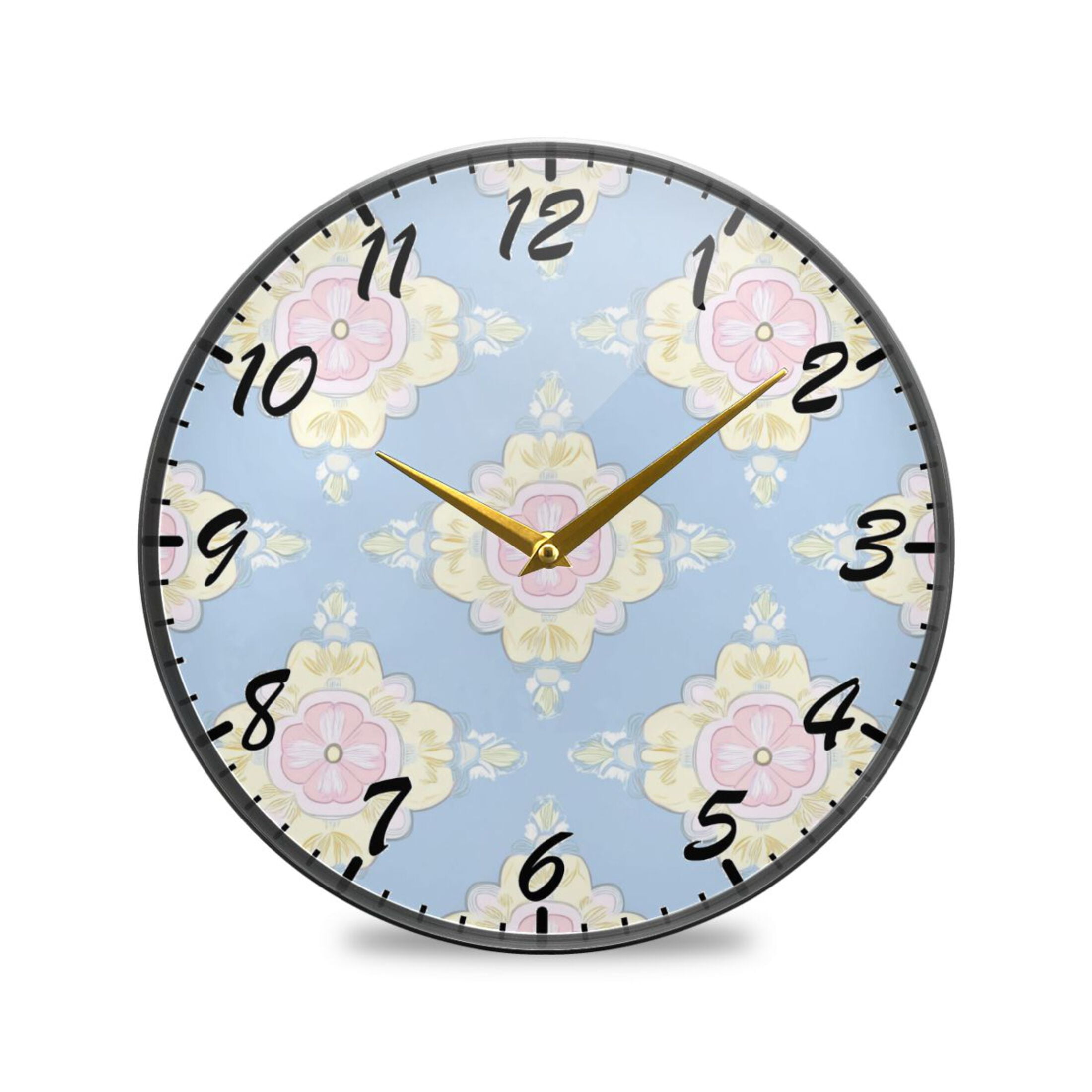 Round Clock Wall Clock Decorative Clock 11.9" Sizes Clock Yellow ...