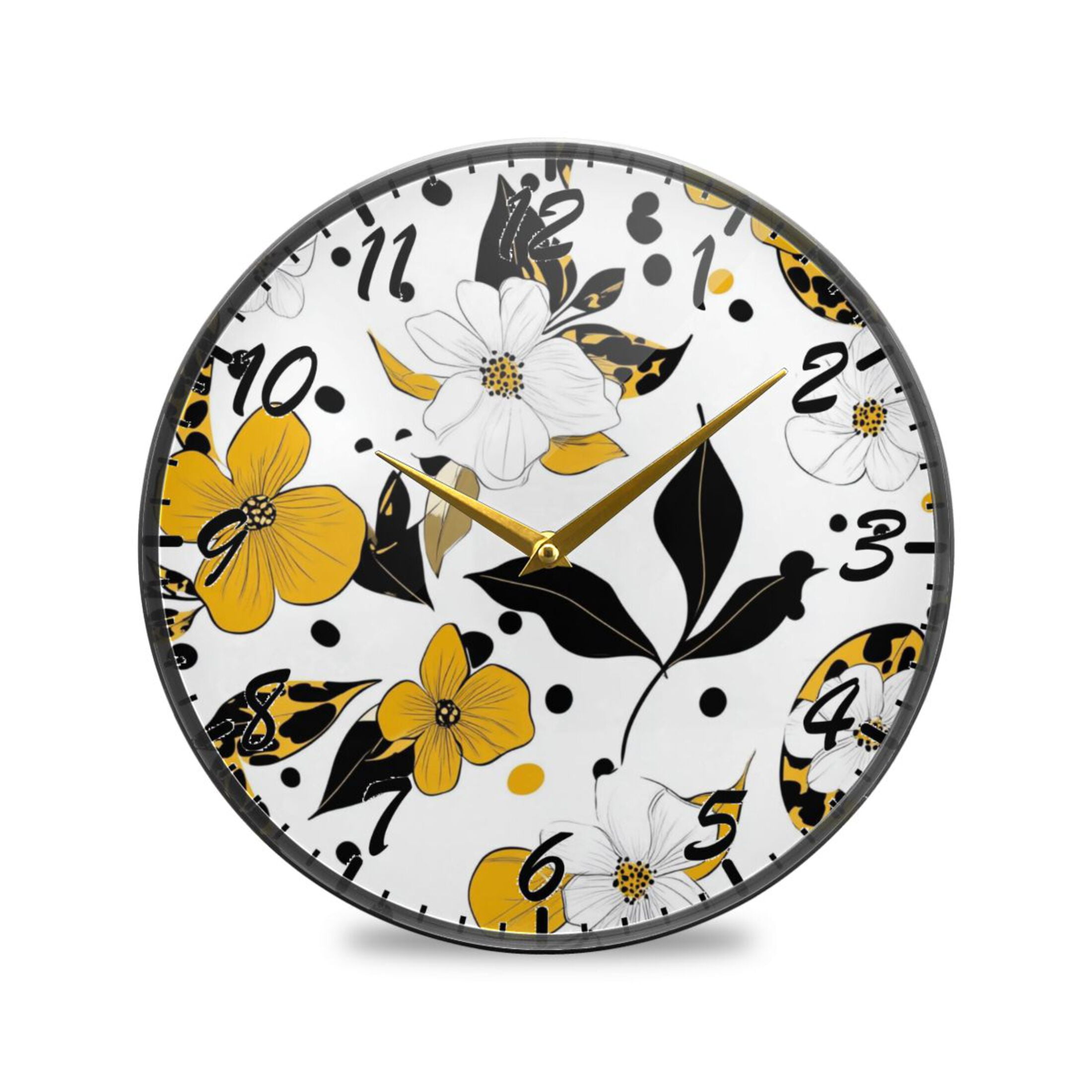 Round Clock Wall Clock Decorative Clock 11.9" Sizes Clock Yellow and ...