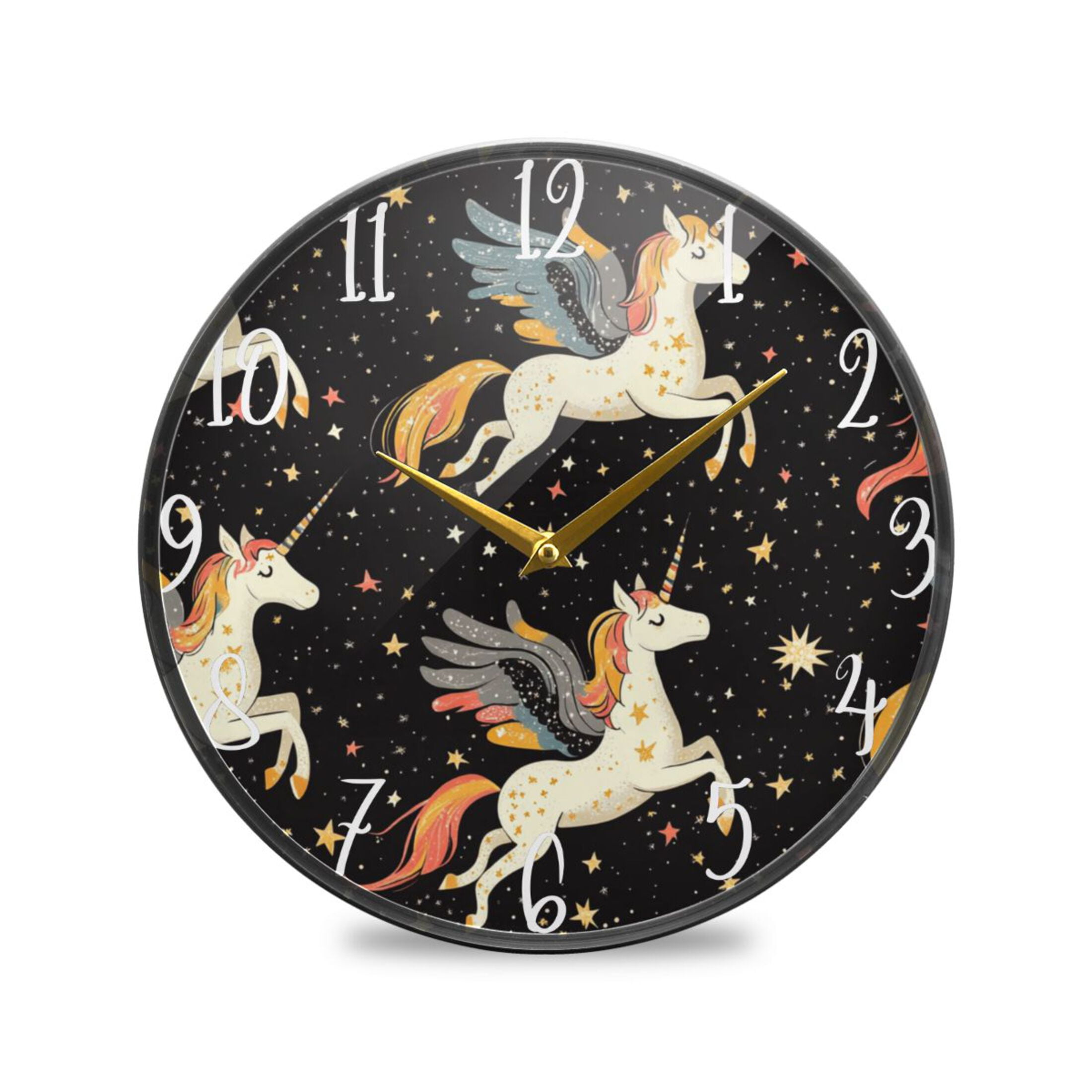 Round Clock Wall Clock Decorative Clock 9.5" Sizes Unicorns with Wings - Walmart.com