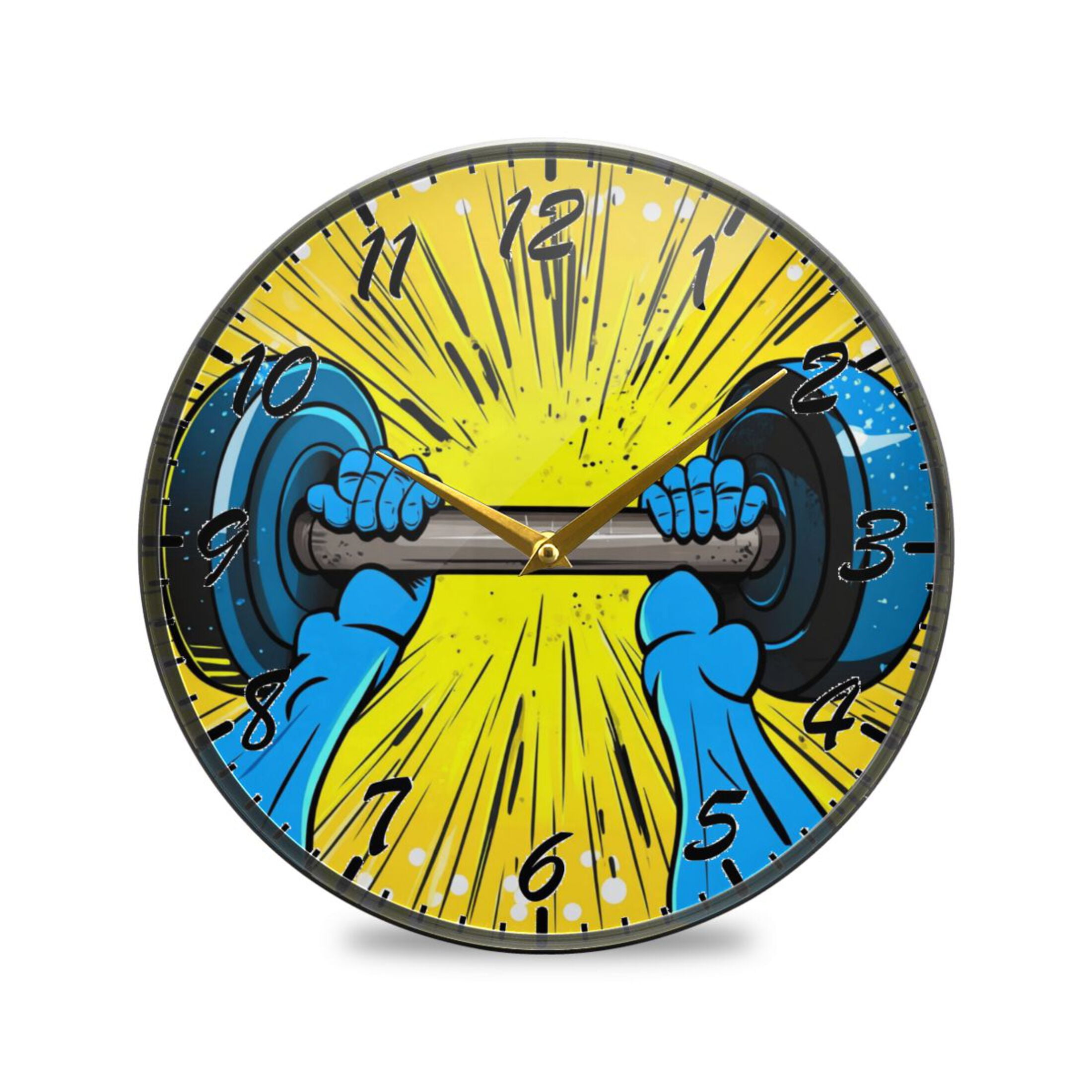 Round Clock Wall Clock Decorative Clock 9.5" Sizes Clock Blue Hands ...