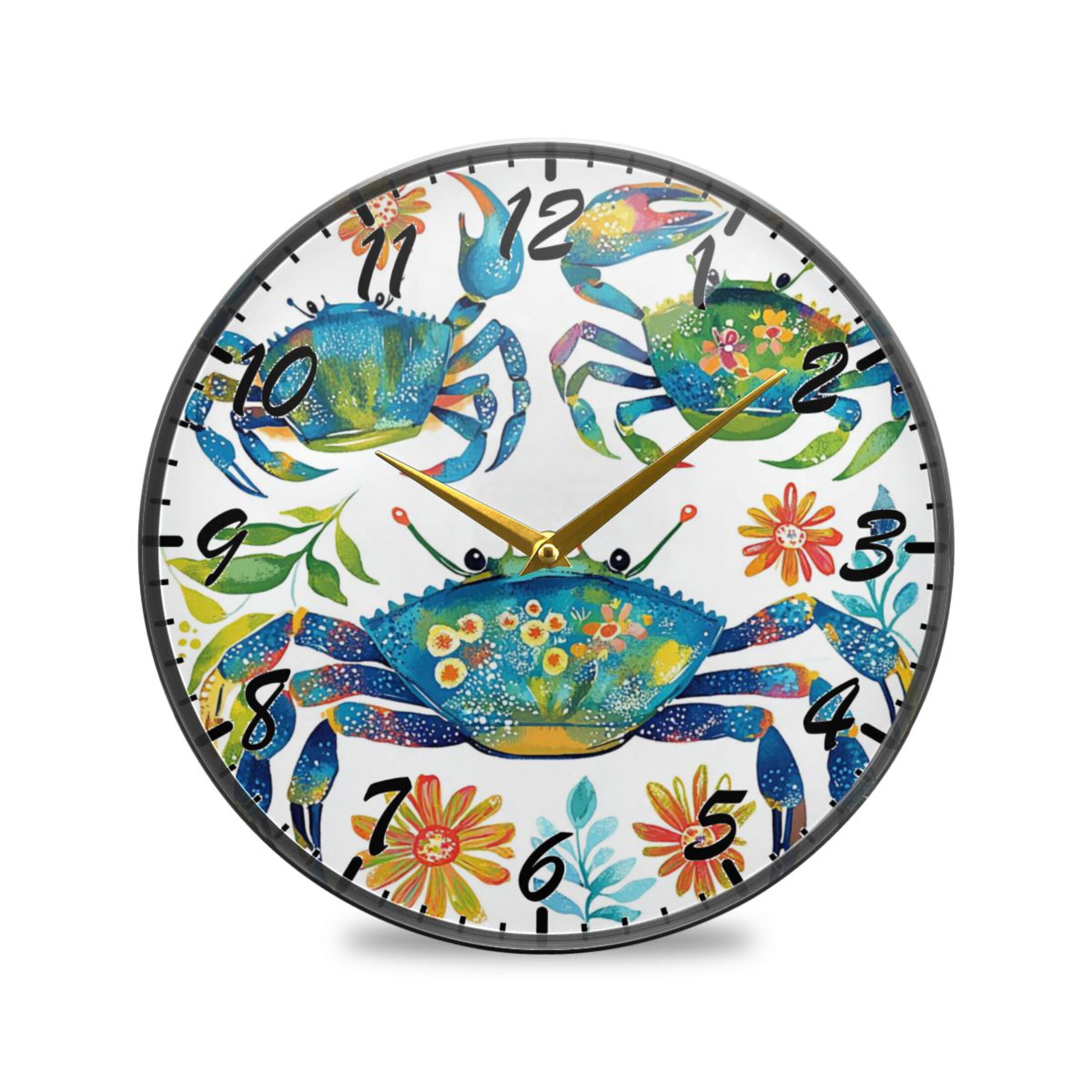 Round Clock Wall Clock Decorative Clock 9.5" Sizes Clock Blue and Green ...