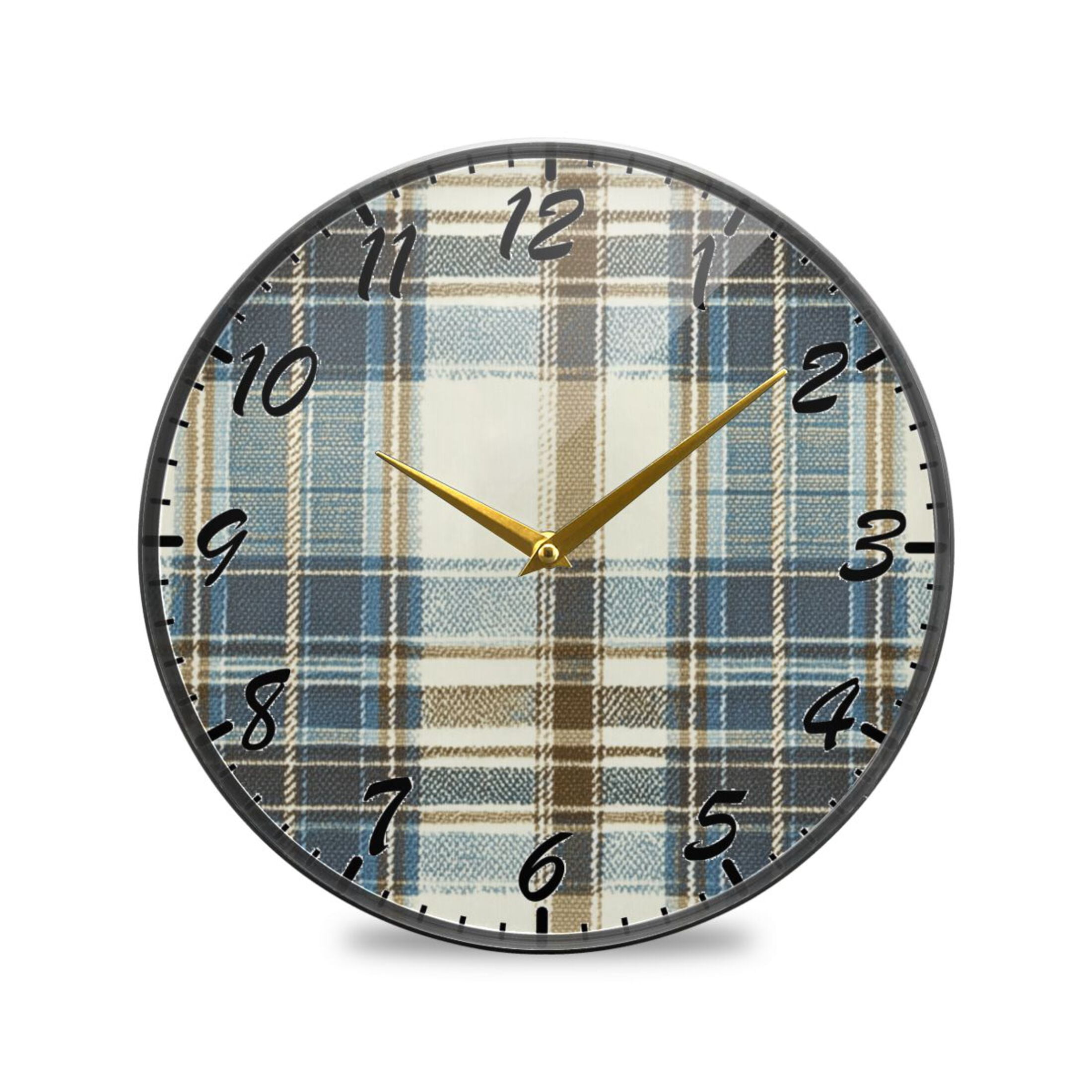 Round Clock Wall Clock Decorative Clock 9.5" Sizes Clock Blue and White ...