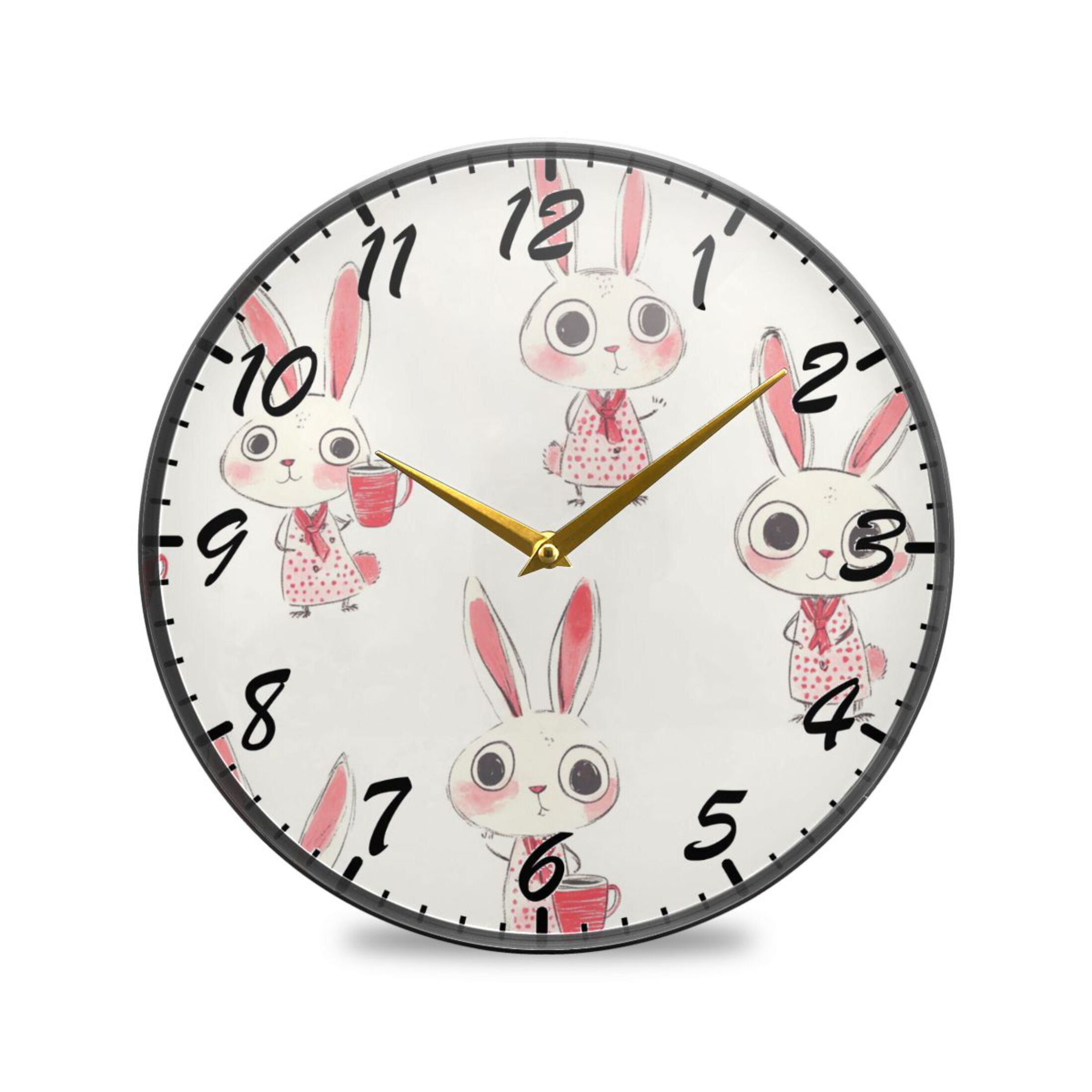 Round Clock Wall Clock Decorative Clock 9.5" Sizes Clock Cartoon-style ...