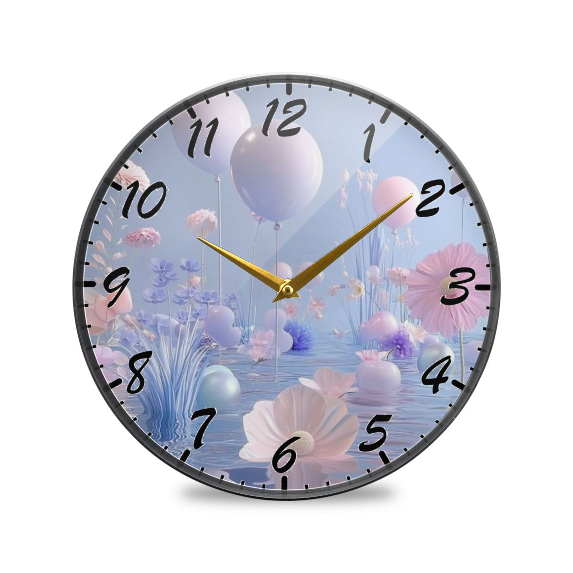Round Clock Wall Clock Decorative Clock 9.5" Sizes Clock Dreamy Pastel ...