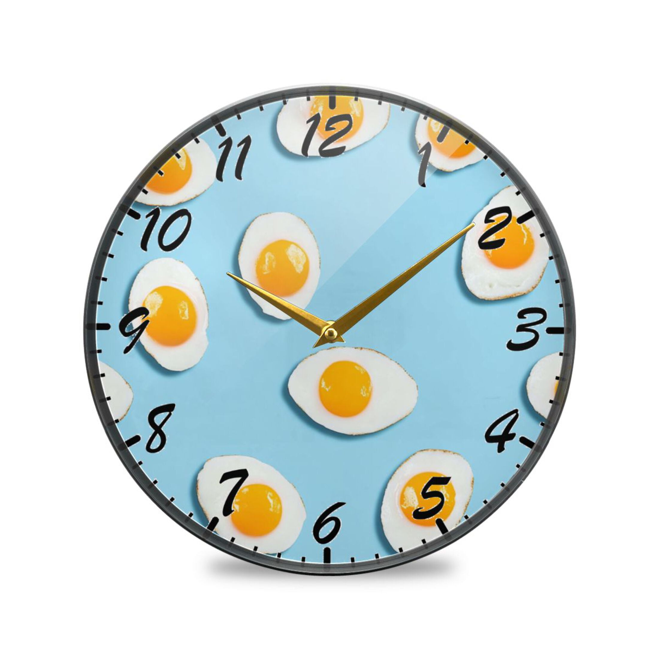Round Clock Wall Clock Decorative Clock 9.5" Sizes Clock Fried Egg ...