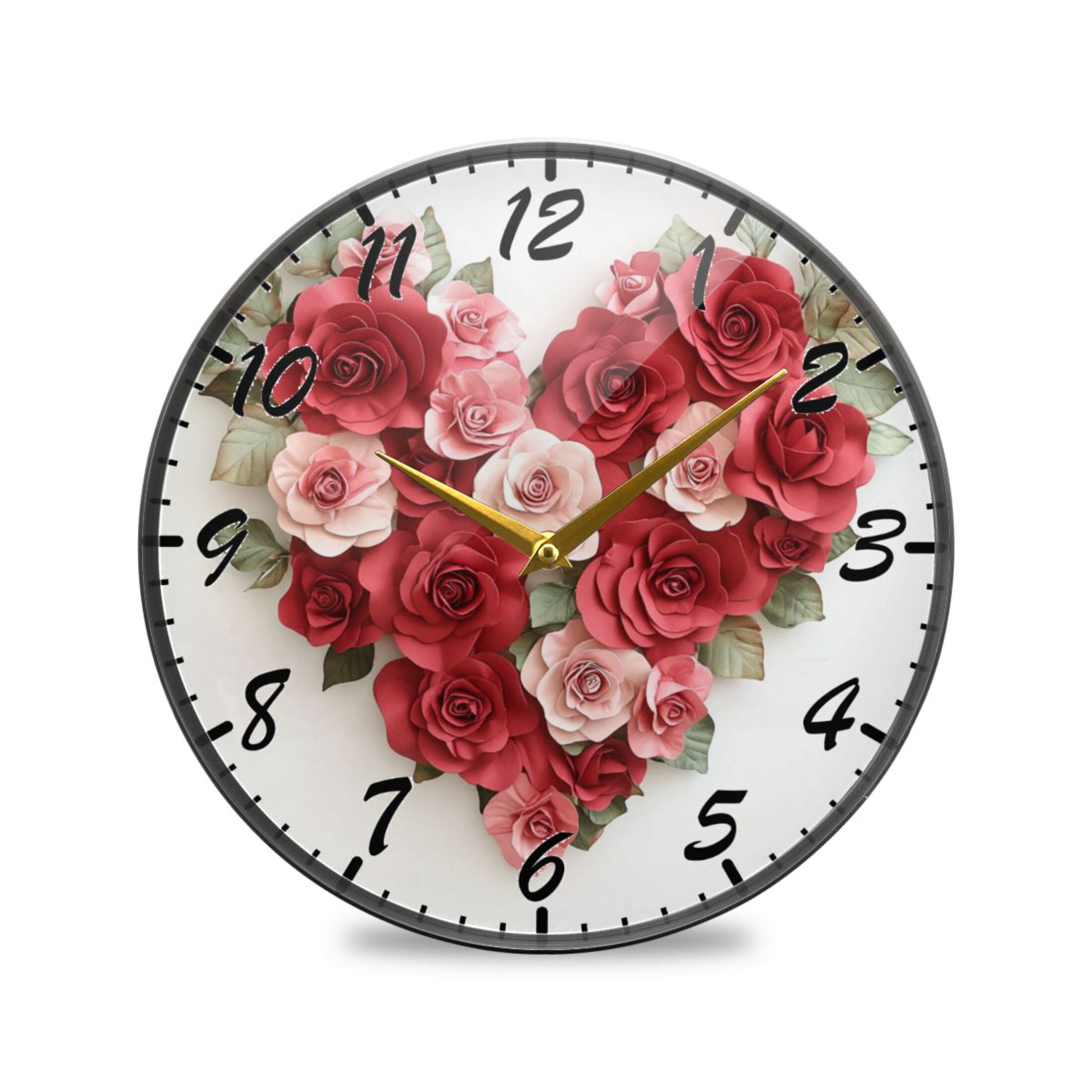 Round Clock Wall Clock Decorative Clock 9.5" Sizes Clock Heart-shaped ...