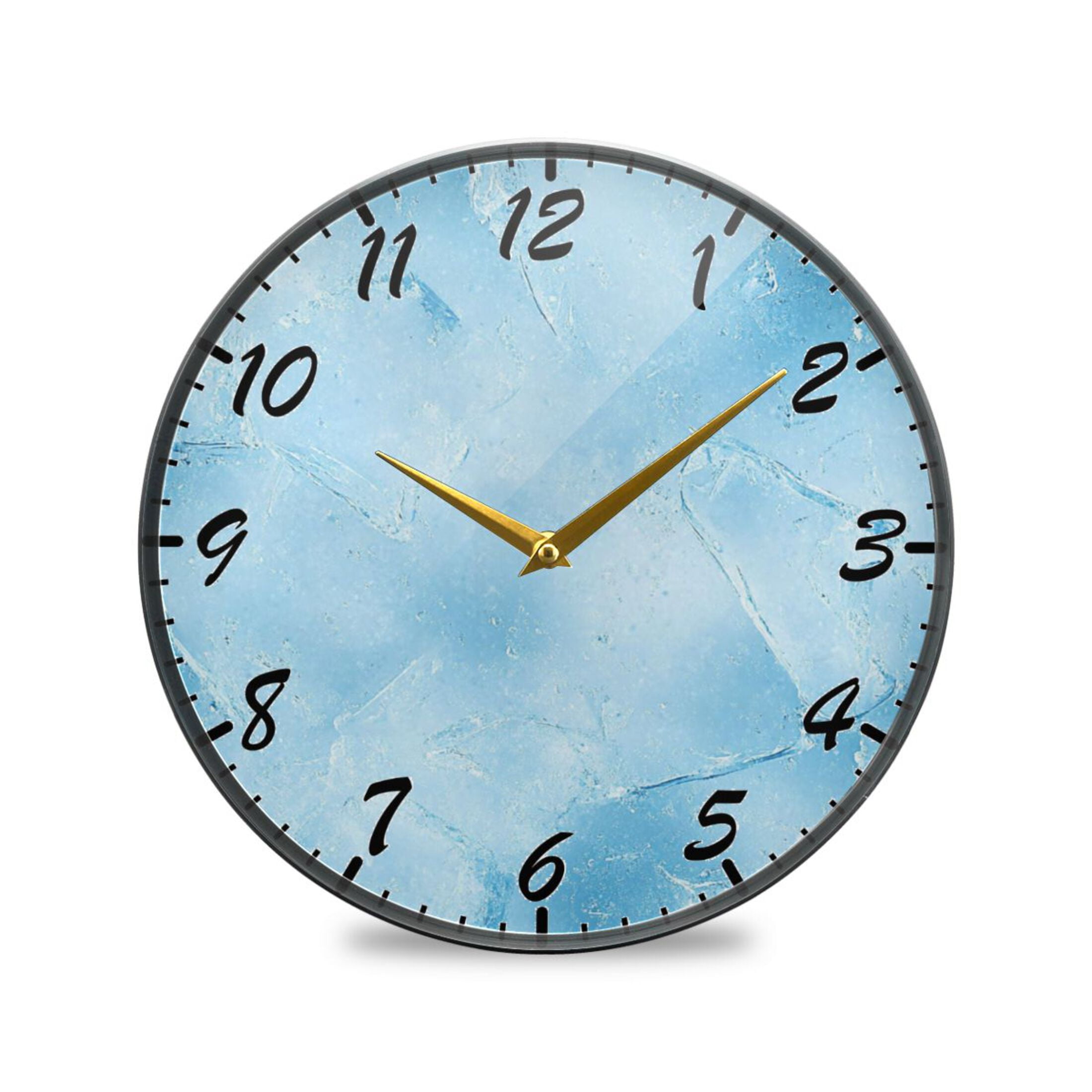 Round Clock Wall Clock Decorative Clock 9.5" Sizes Clock Light Blue Icy ...