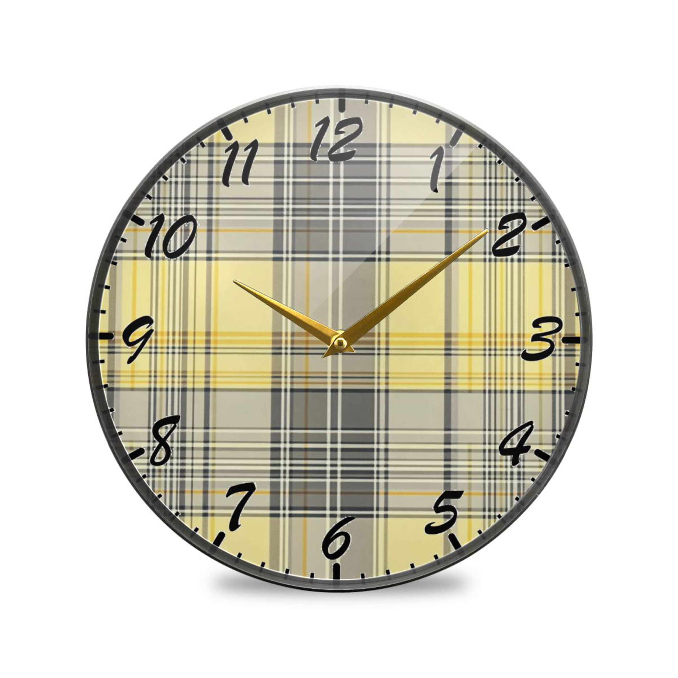 Round Clock Wall Clock Decorative Clock 9.5" Sizes Clock Light Yellow ...