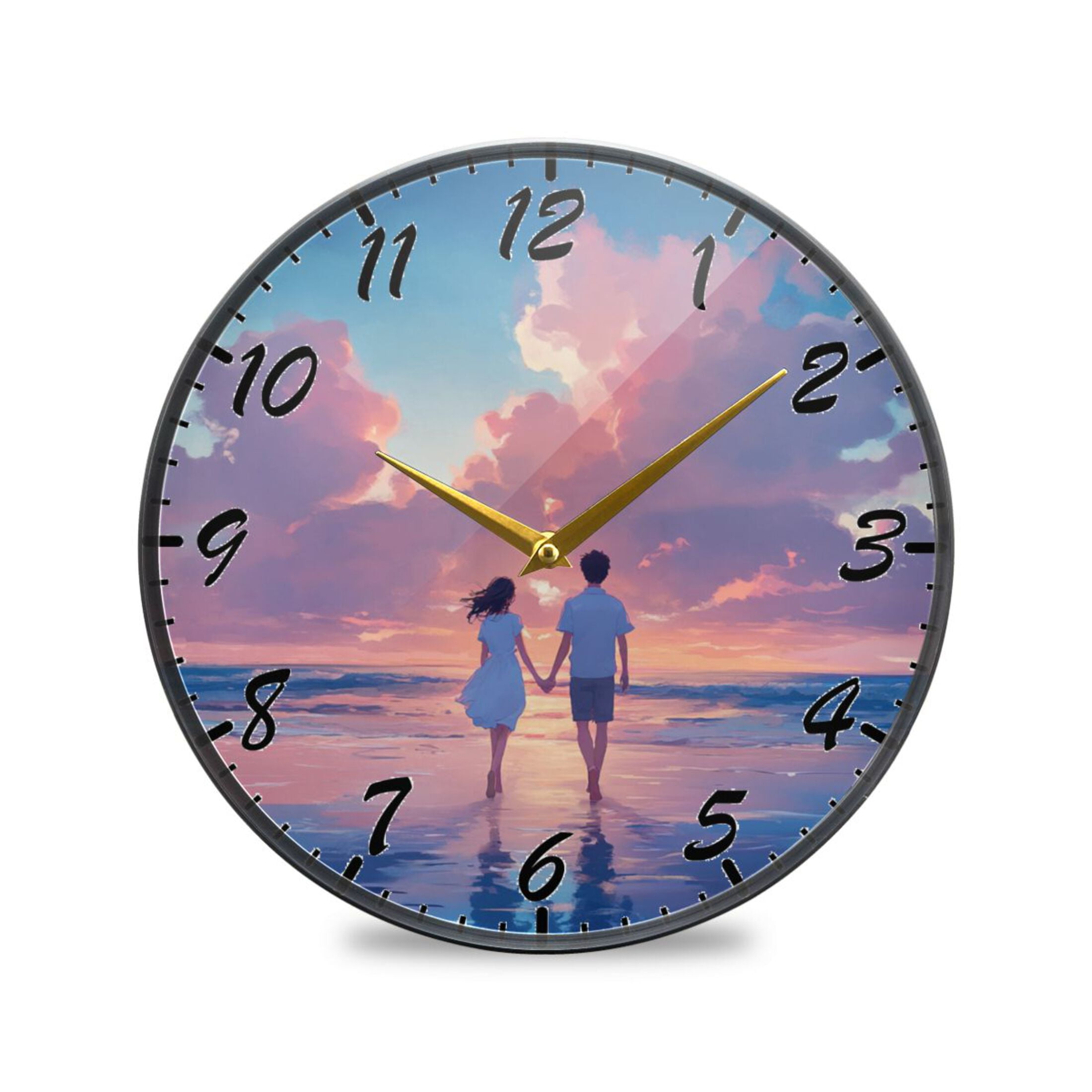 Round Clock Wall Clock Decorative Clock 9.5" Sizes Clock Man and Woman ...